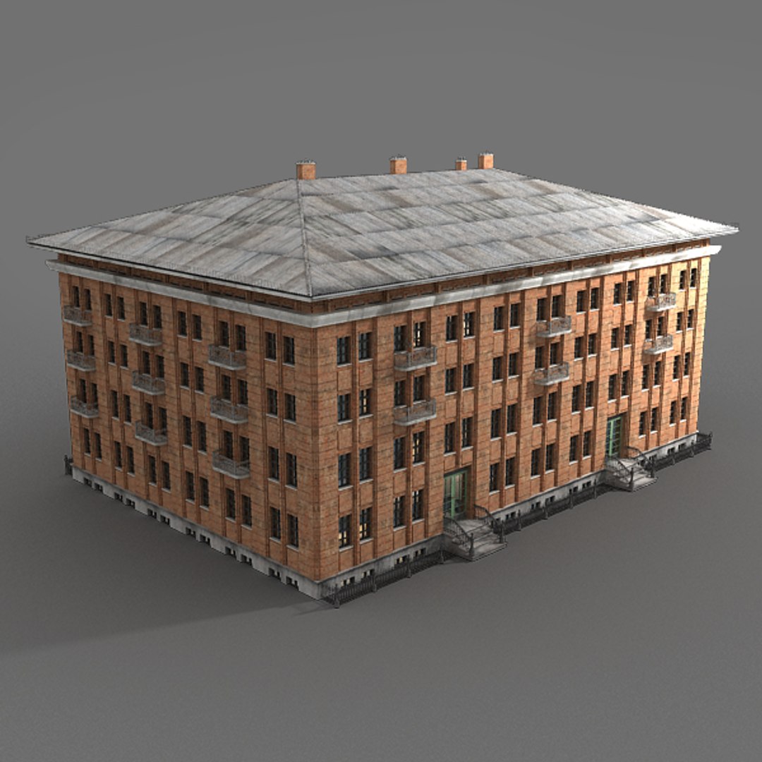 3d Red Brick Building
