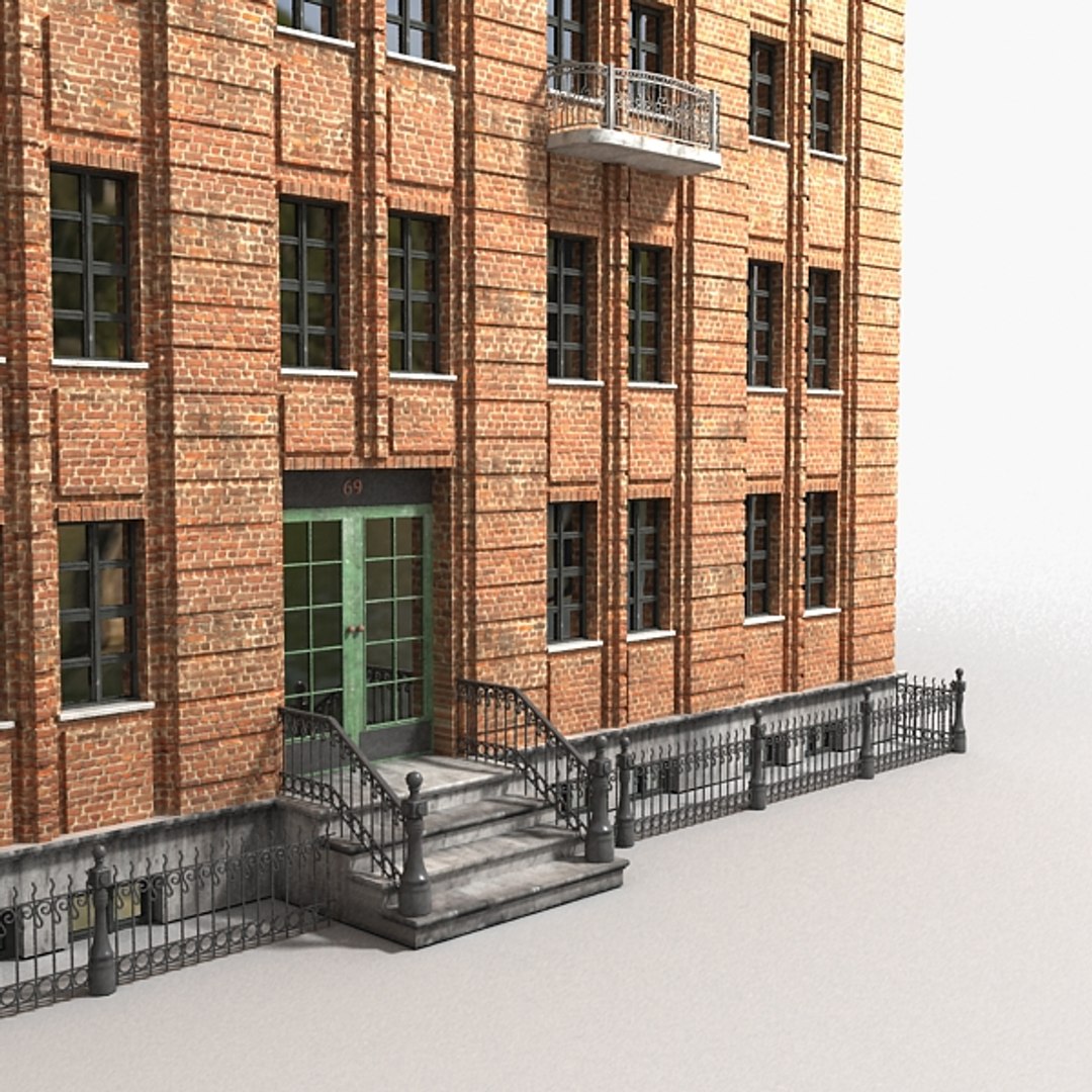3d Red Brick Building