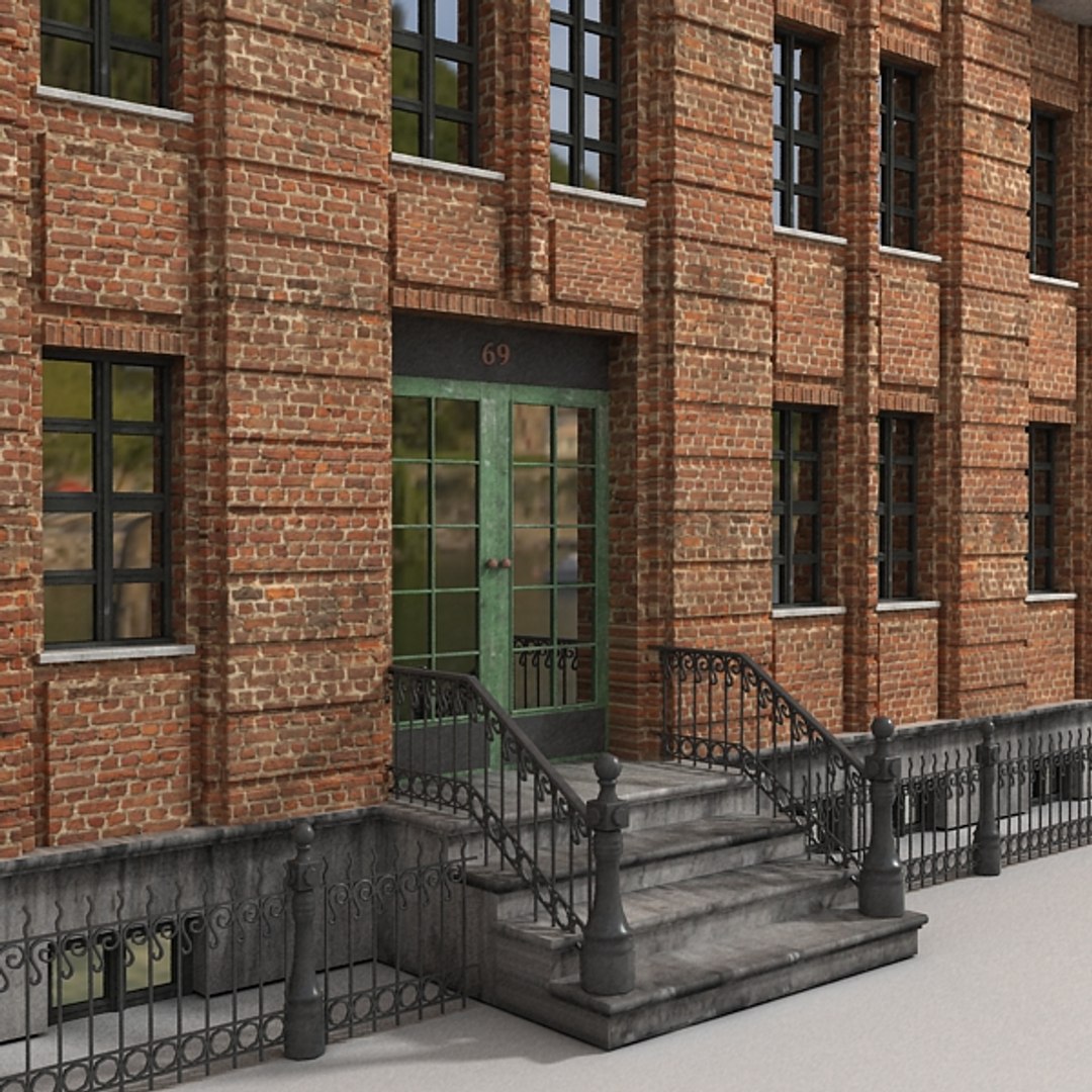 3d Red Brick Building