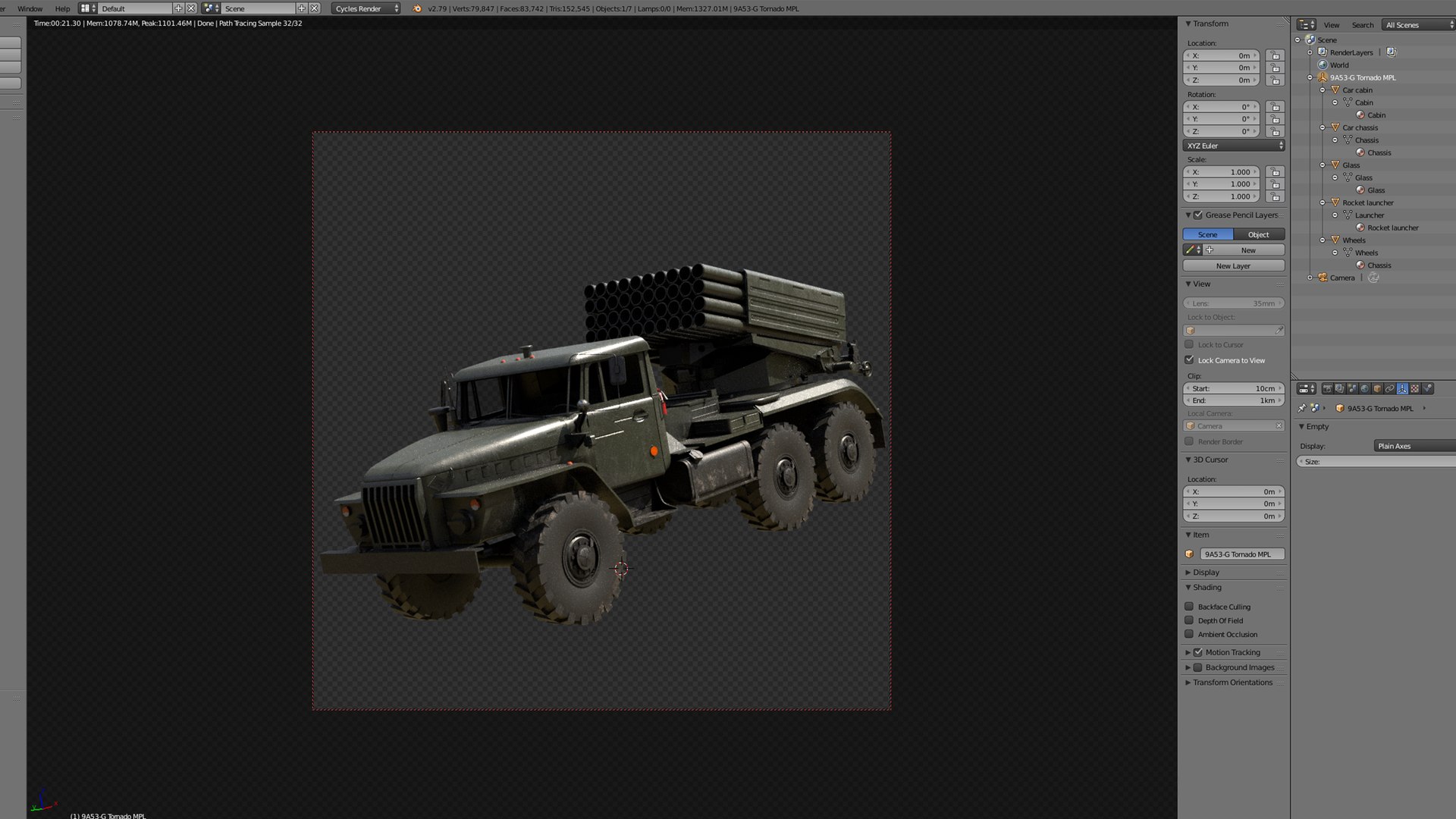 3D 9K51M Tornado-G MRLS model - TurboSquid 2166338