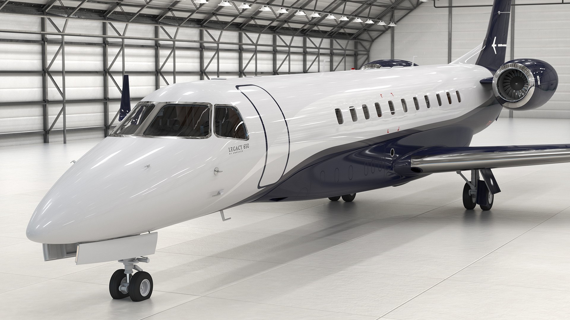 Private Jet Embraer Legacy 650E In Aircraft Hangar 3D model ...