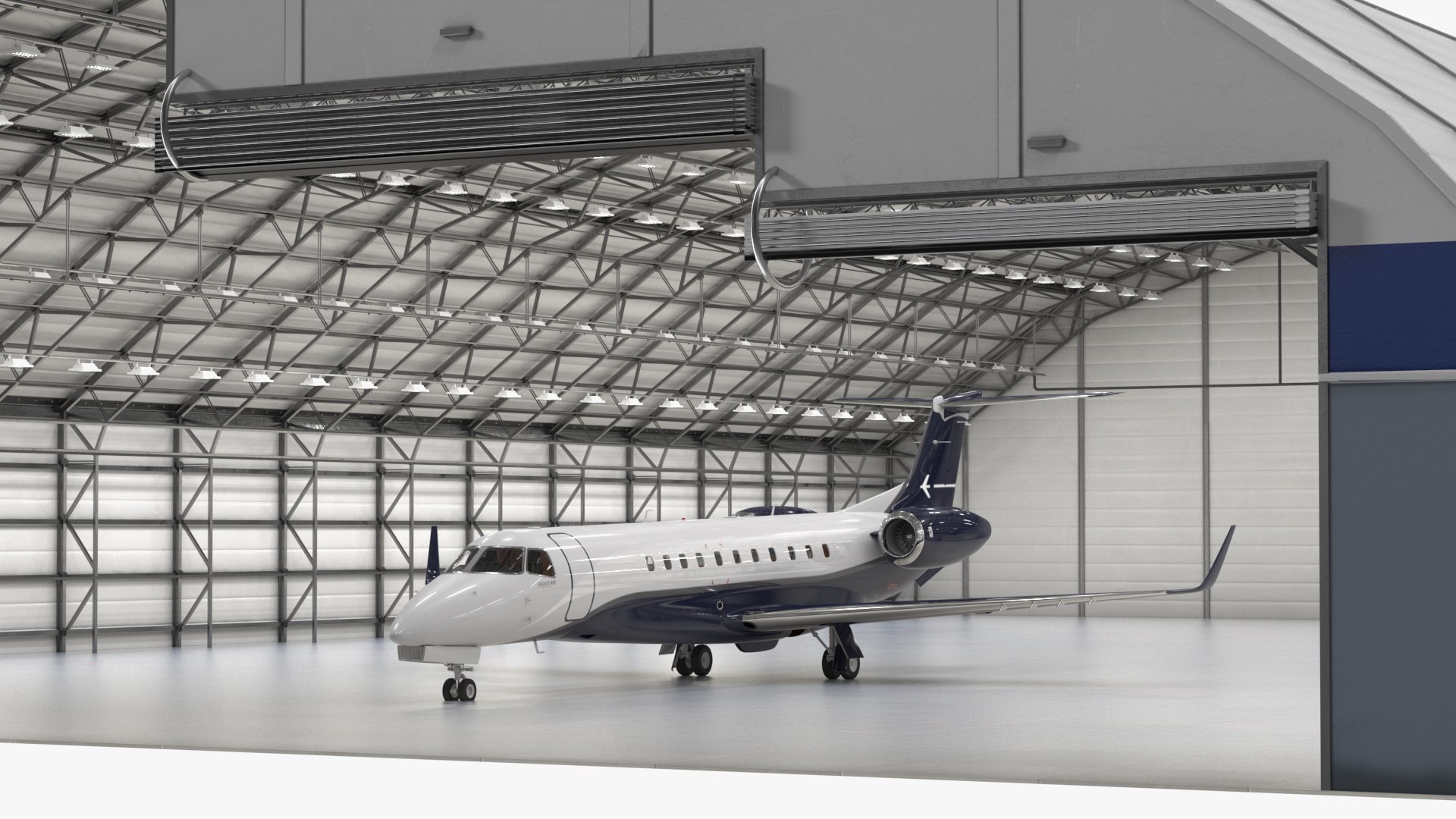 Private Jet Embraer Legacy 650E In Aircraft Hangar 3D model ...