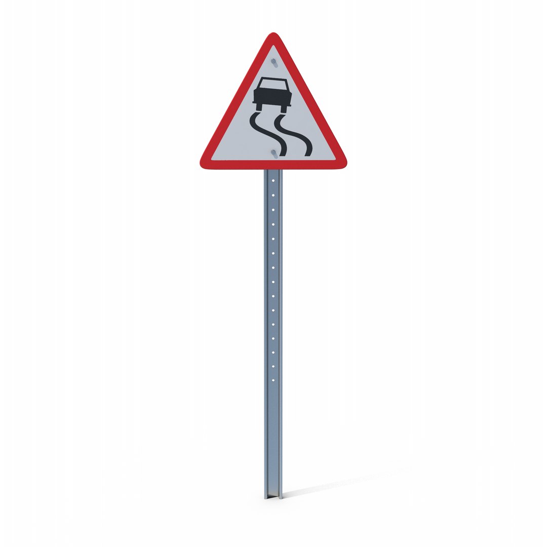 Slippery Road Sign 3D Model - TurboSquid 2108834