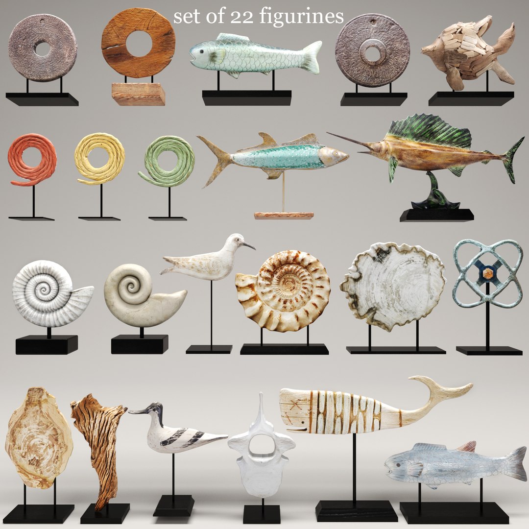 Figurines Sculpture Fish 3d Model