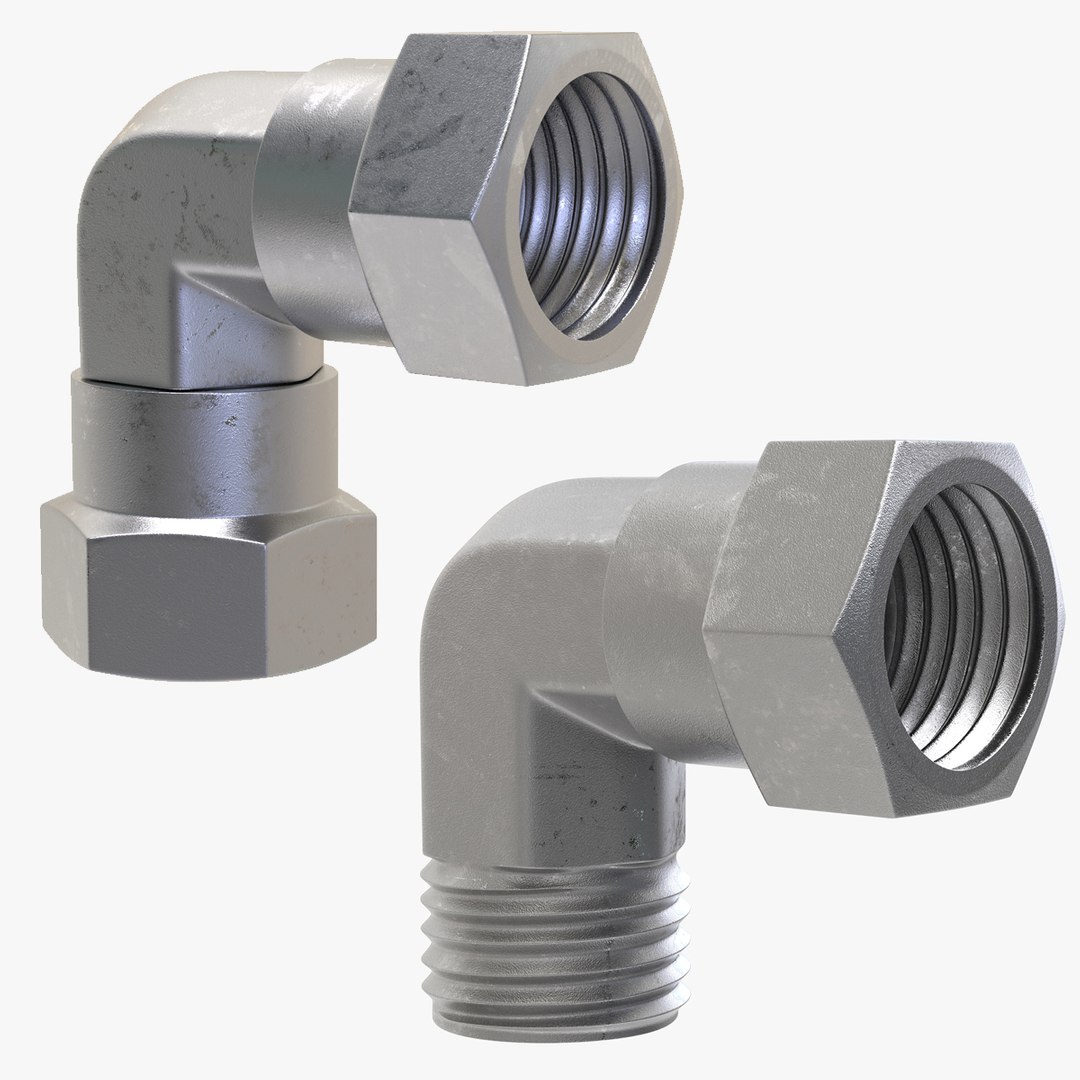Gas connection elbow female 3D model - TurboSquid 1501431