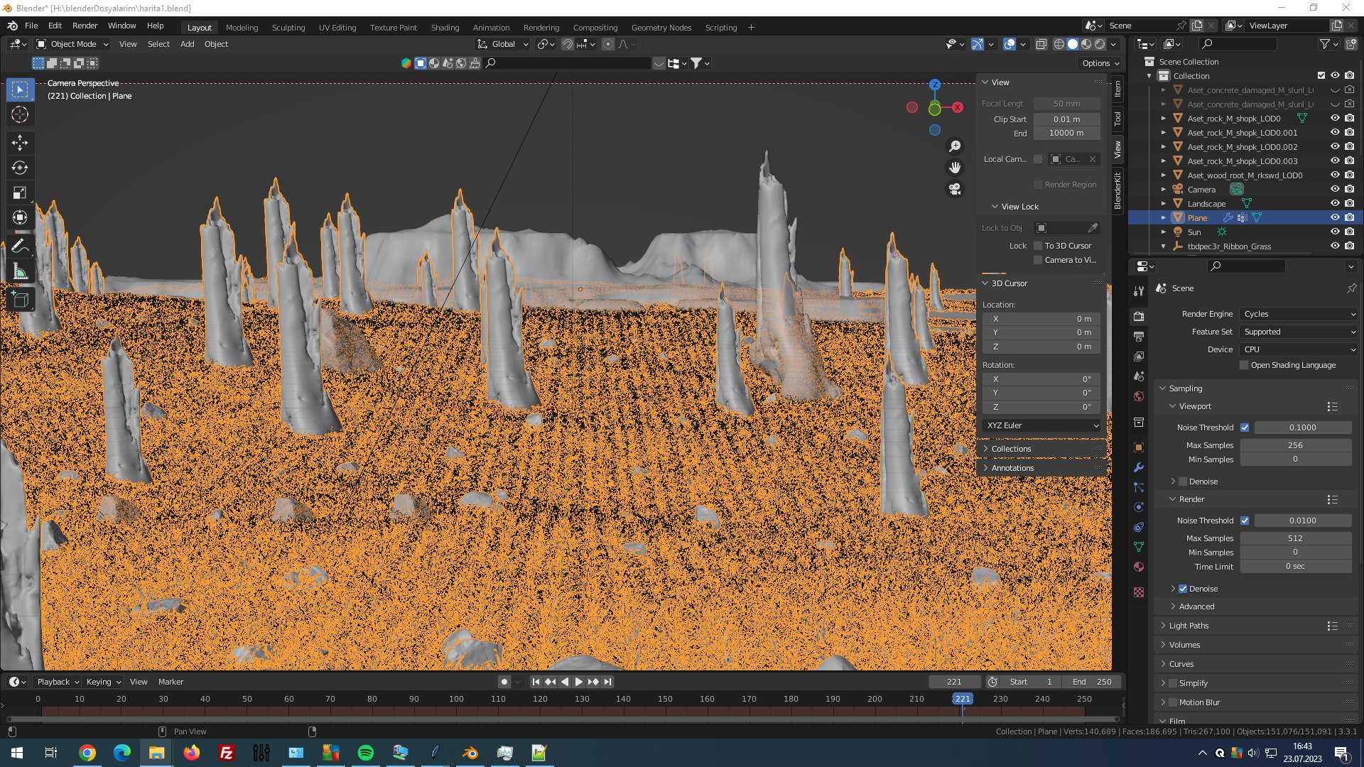 LANDSCAPE BLENDER - BLENDER LANDS - LAND BLANDE - GRASS - TREE - ROCK ...