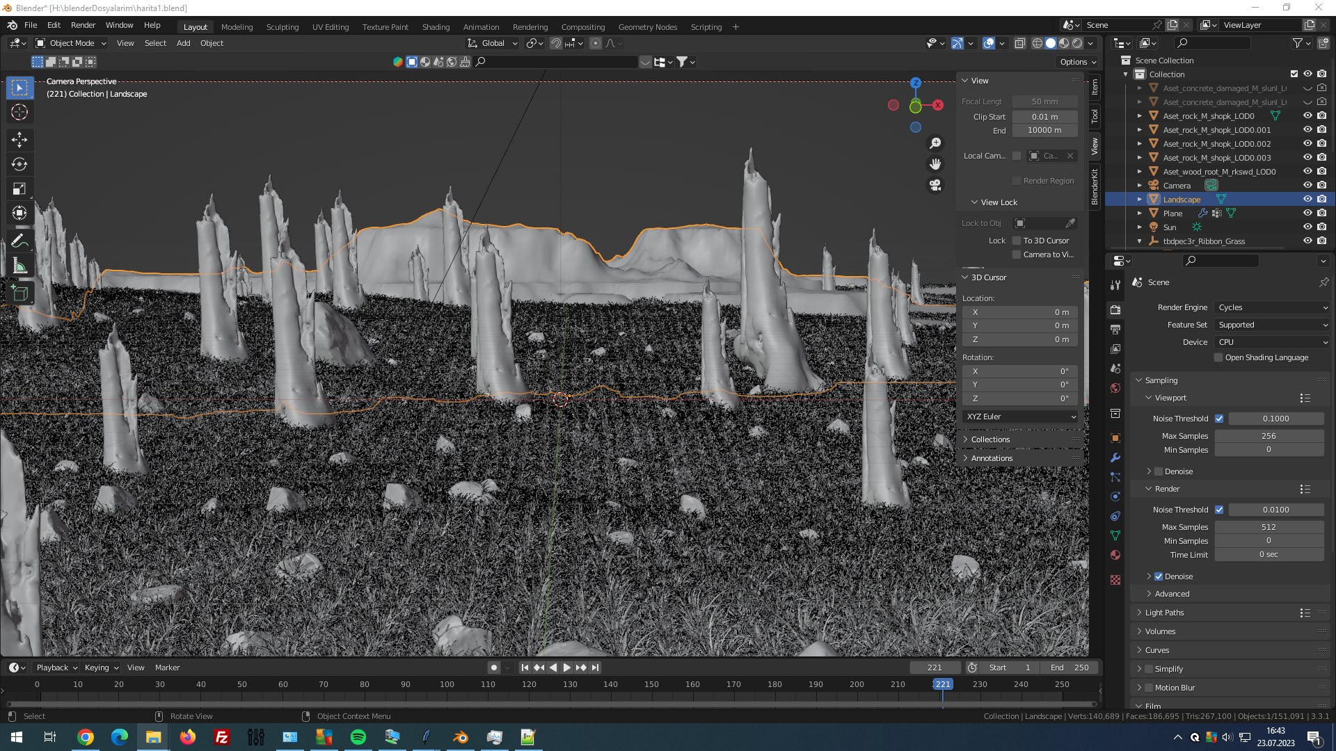 LANDSCAPE BLENDER - BLENDER LANDS - LAND BLANDE - GRASS - TREE - ROCK ...