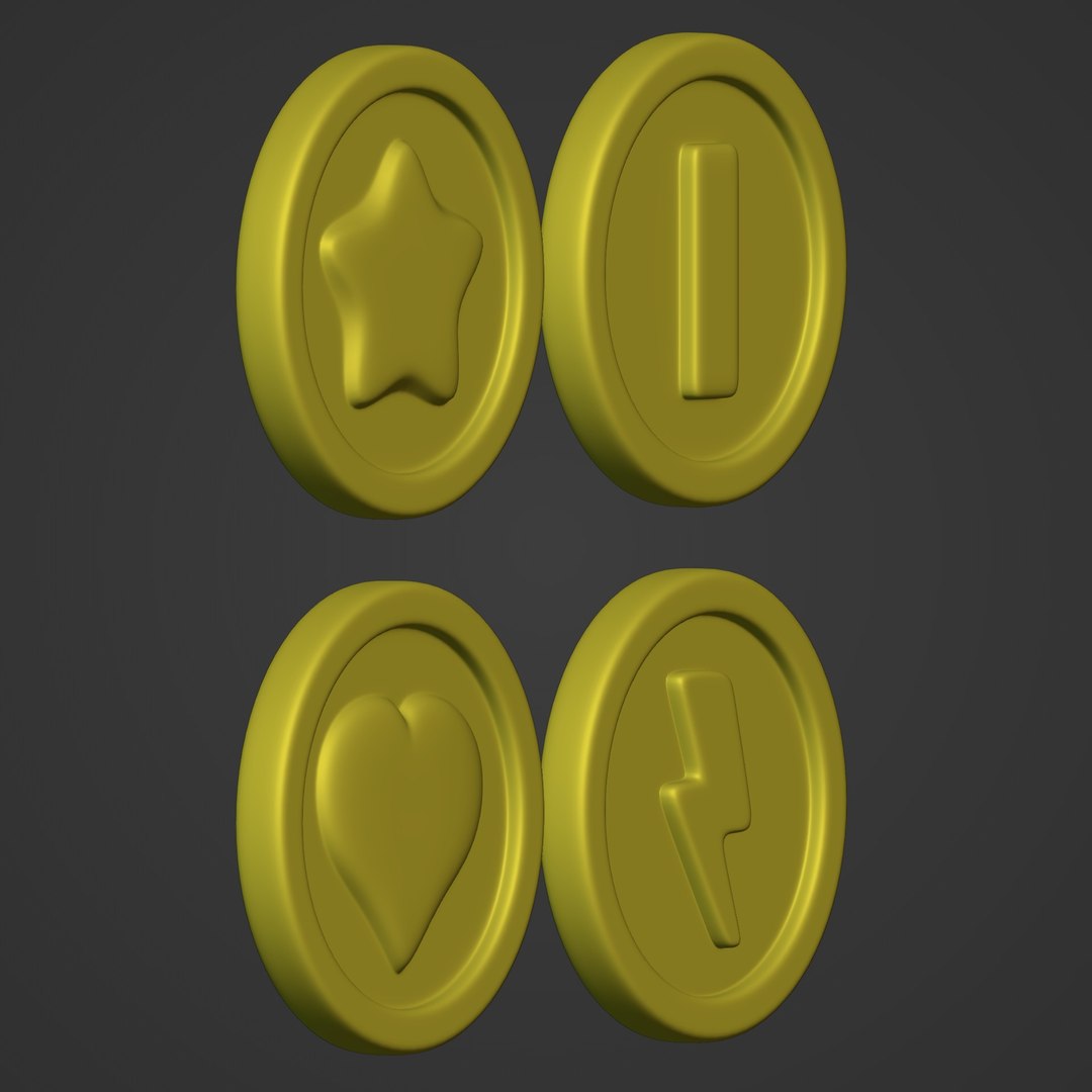 Coins Icons Pack 3D - TurboSquid 1962830