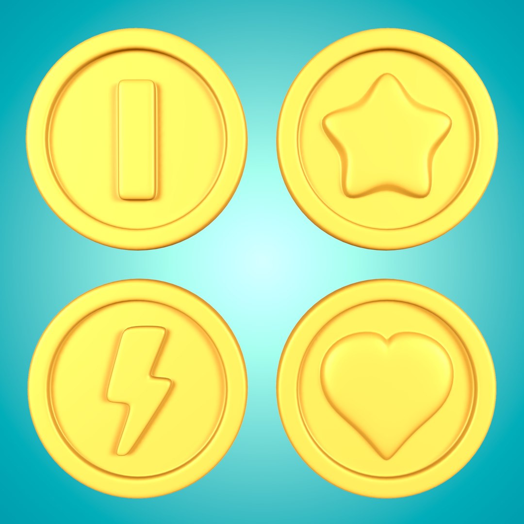 Coins Icons Pack 3D - TurboSquid 1962830