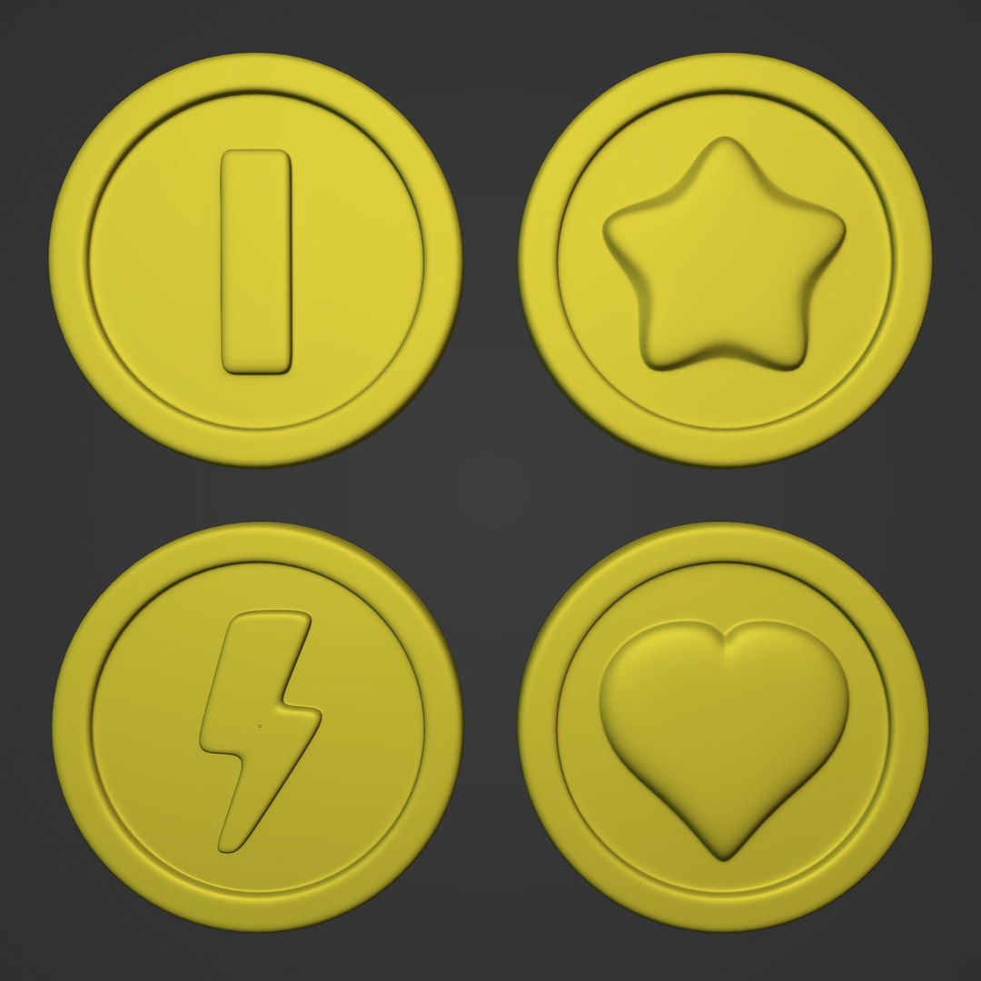 Coins Icons Pack 3D - TurboSquid 1962830