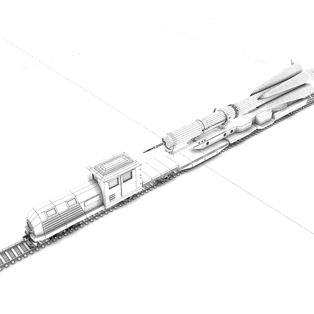 3d model rocket train soyuz