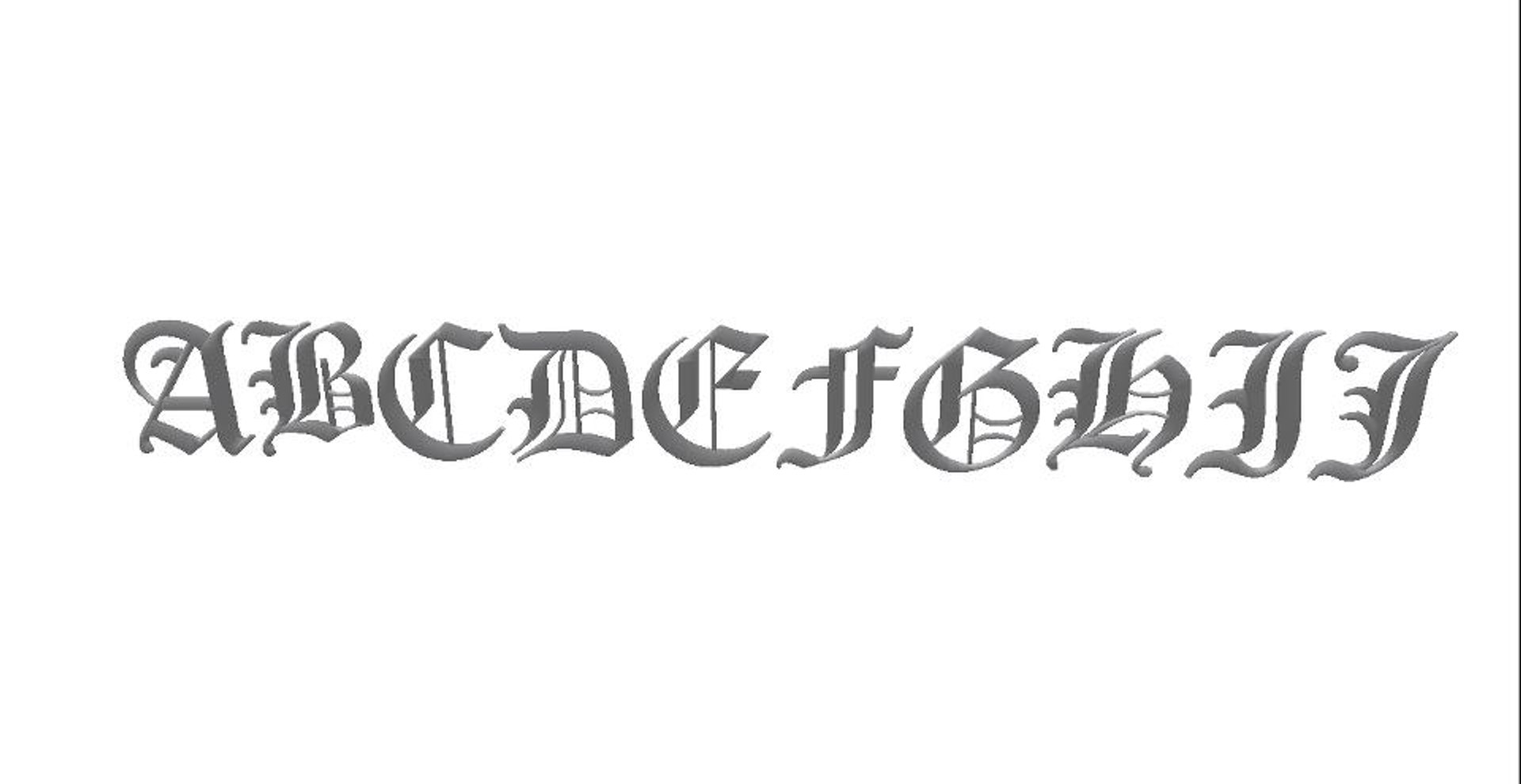 3d model alphabet old englisch font