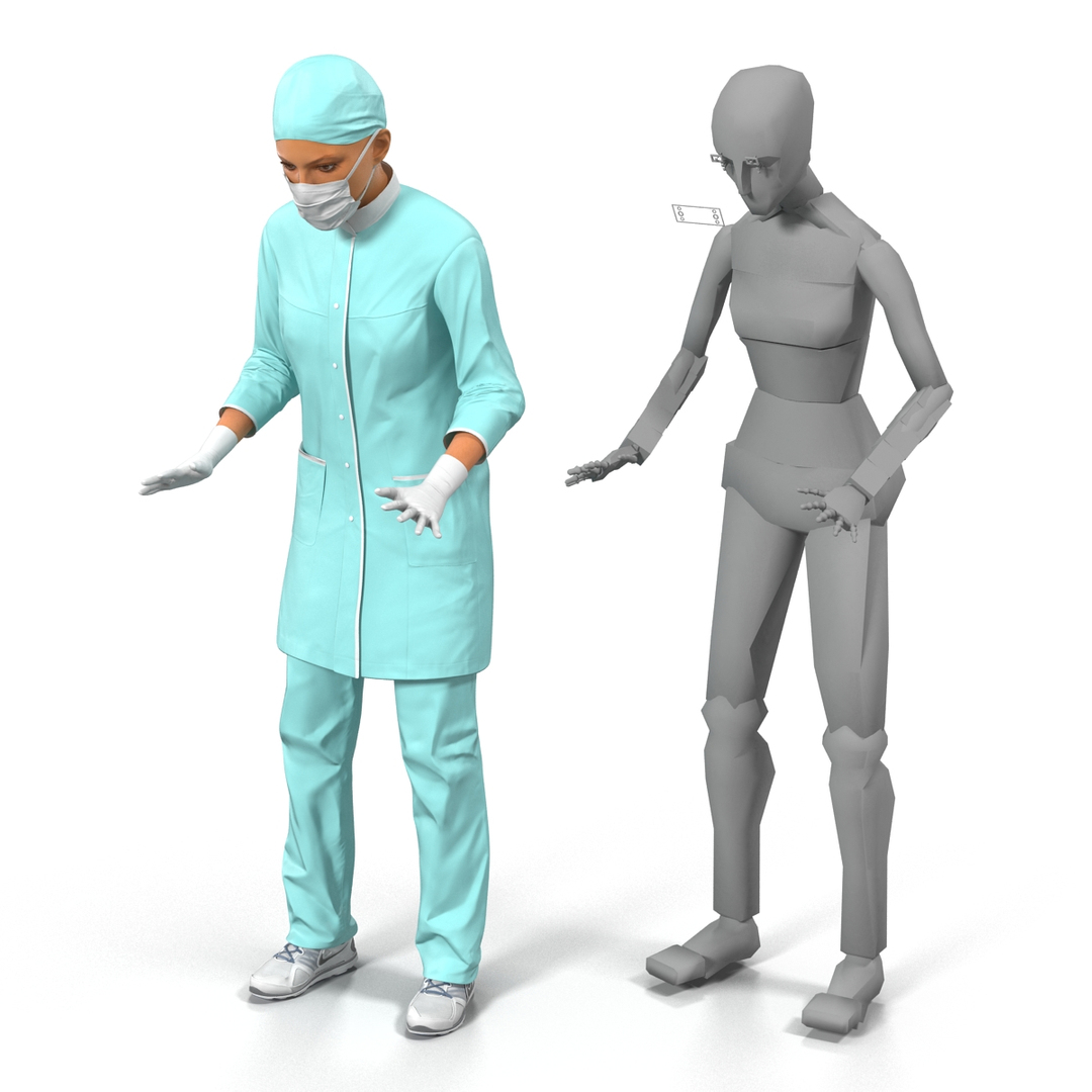 3d female rigged doctors modeled model