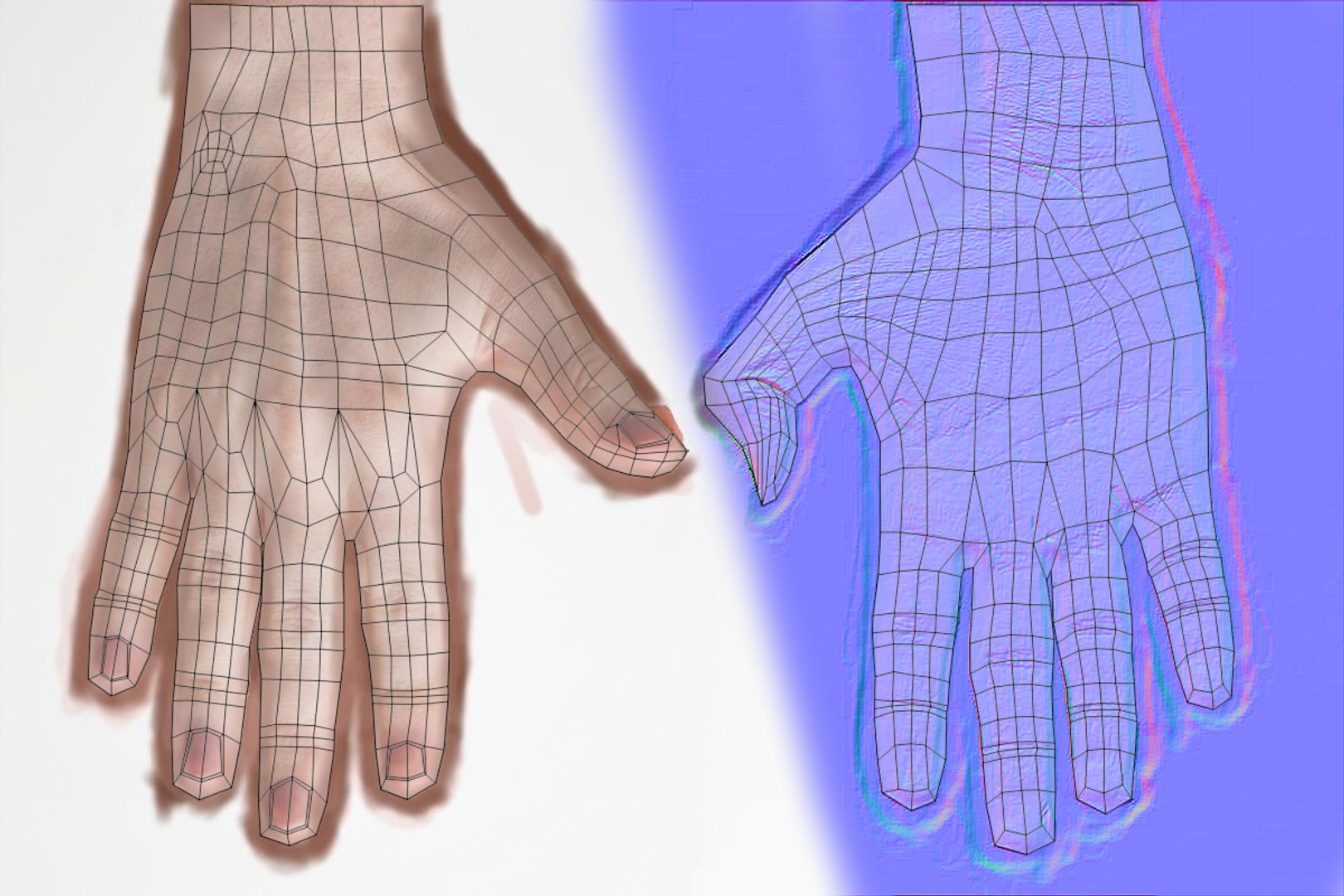 3d Hand Base Mesh Low-poly