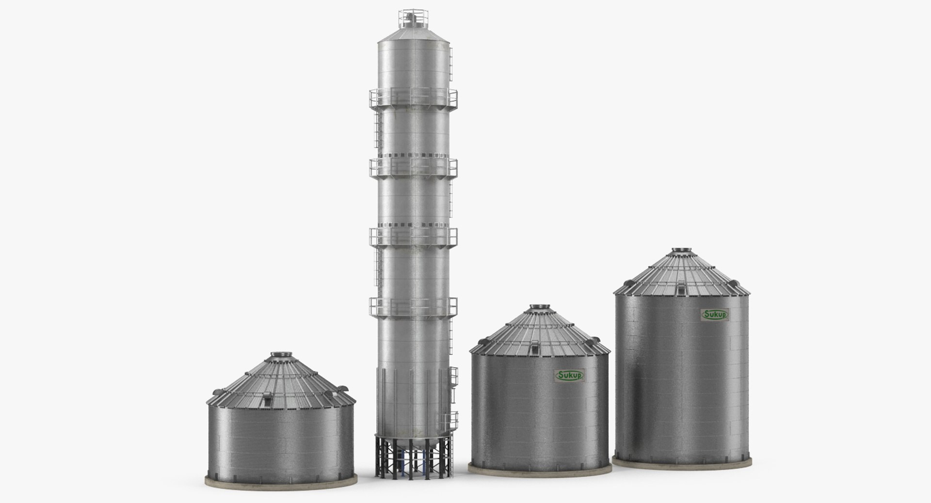 3D Model Grain Storage Bins - TurboSquid 1169044