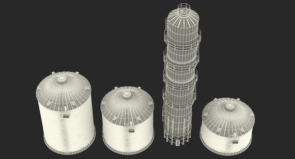 3D model grain storage bins - TurboSquid 1169044