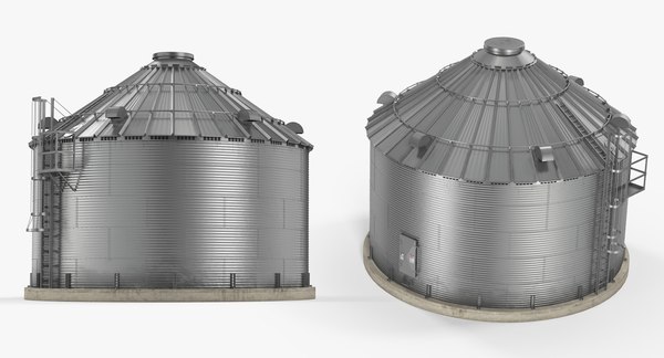 3D model grain storage bins - TurboSquid 1169044