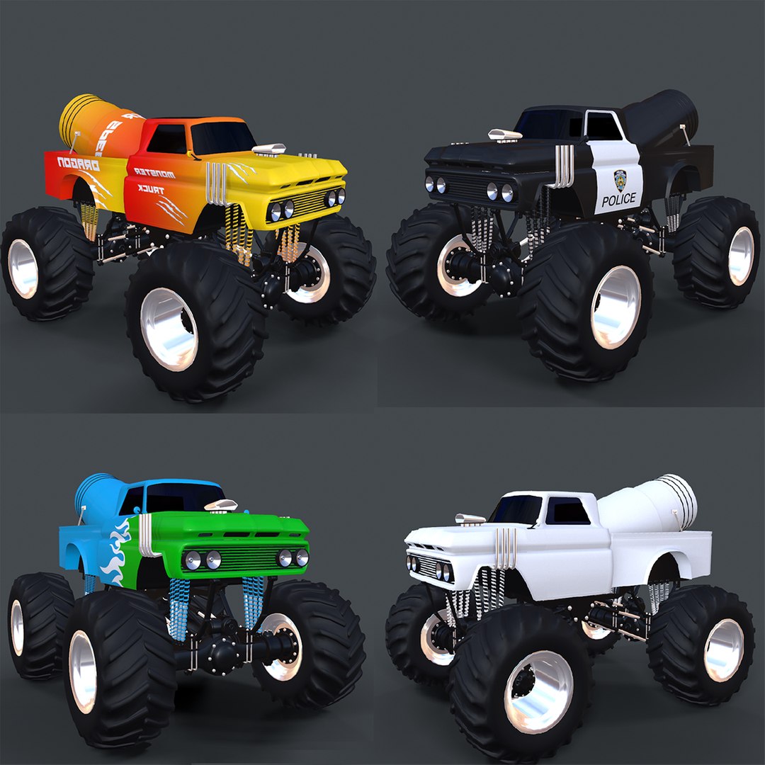 3D Detailed Monster Truck Pack 1 3D Model - TurboSquid 1933602