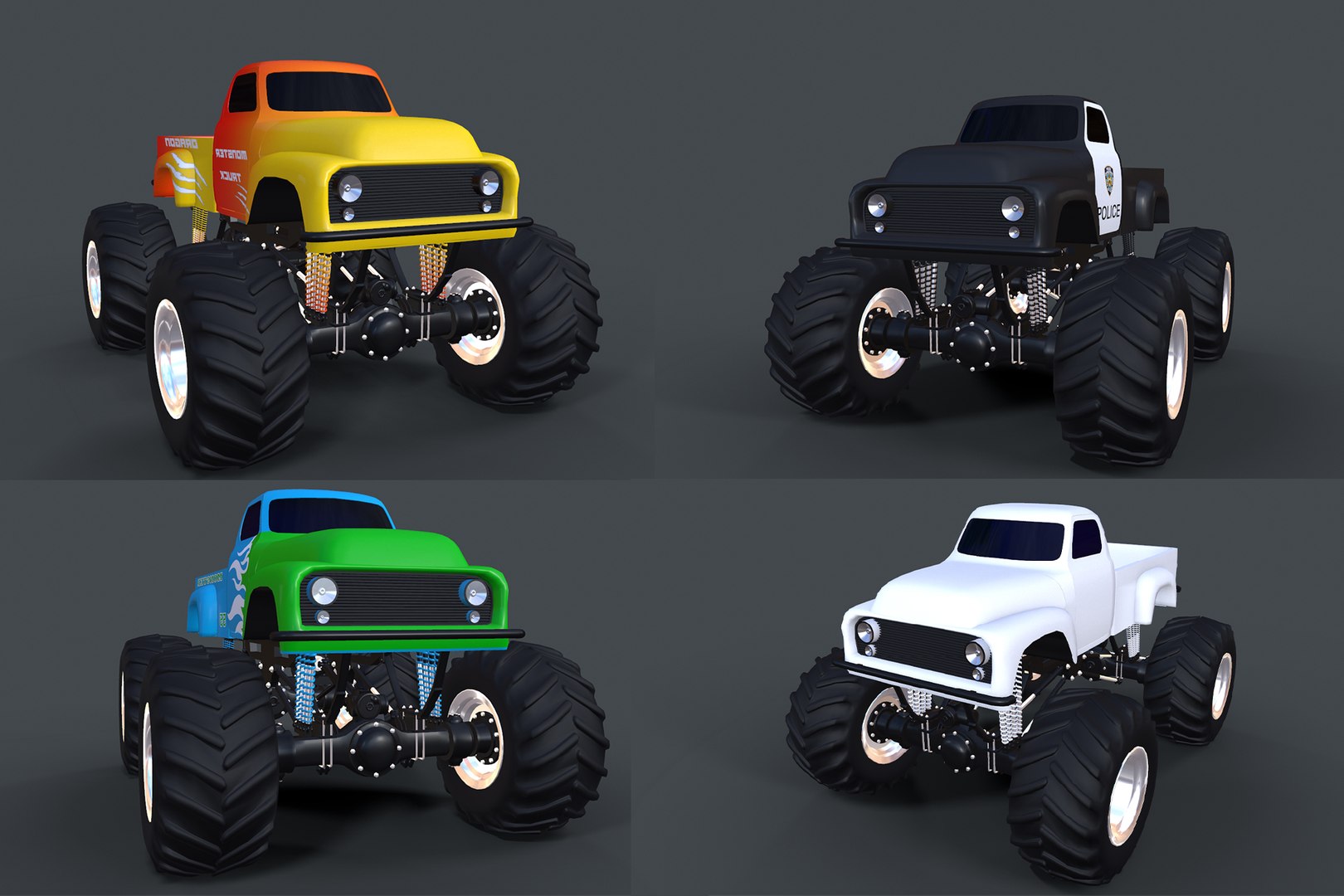 3D Detailed Monster Truck Pack 1 3D Model - TurboSquid 1933602
