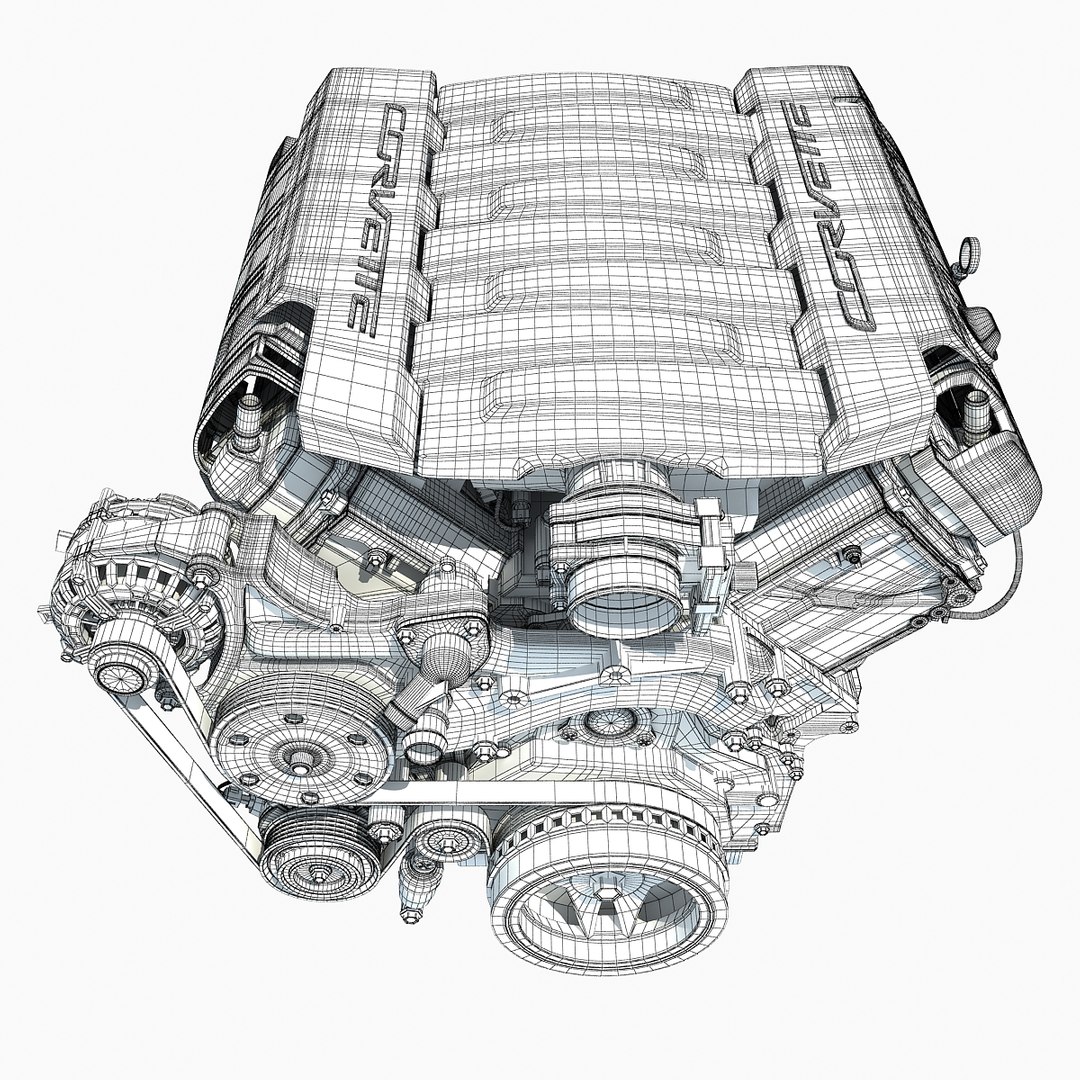 Chevrolet Corvette 2014 V8 Engine 3d Model