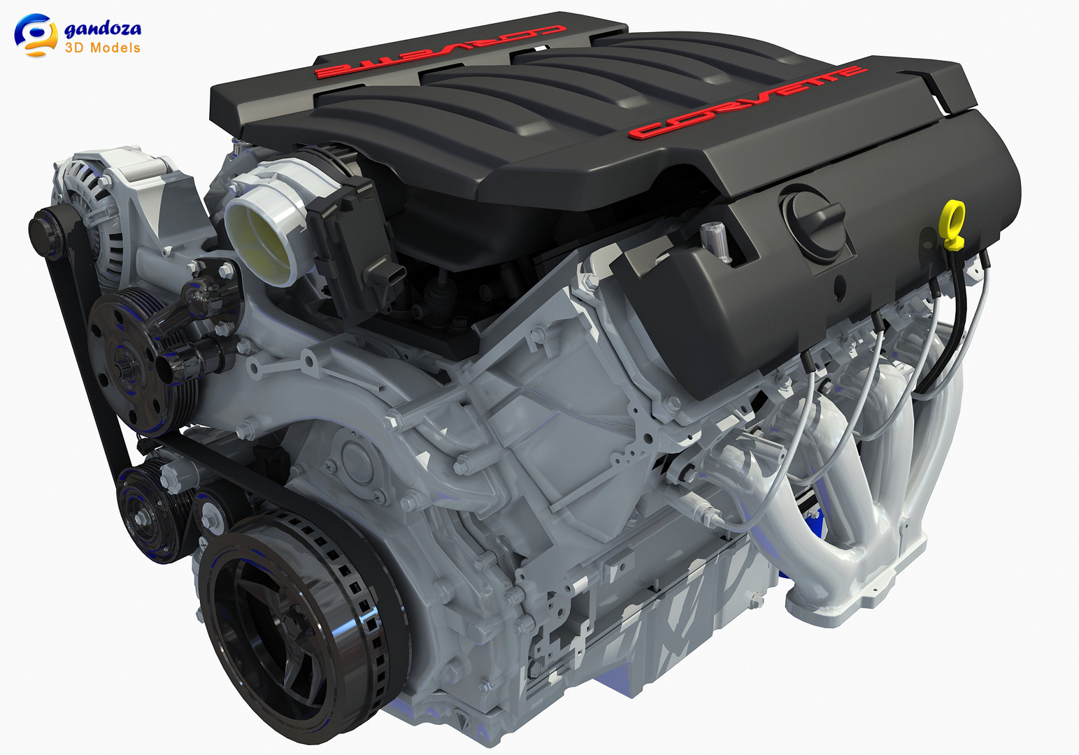 chevrolet corvette 2014 v8 engine 3d model