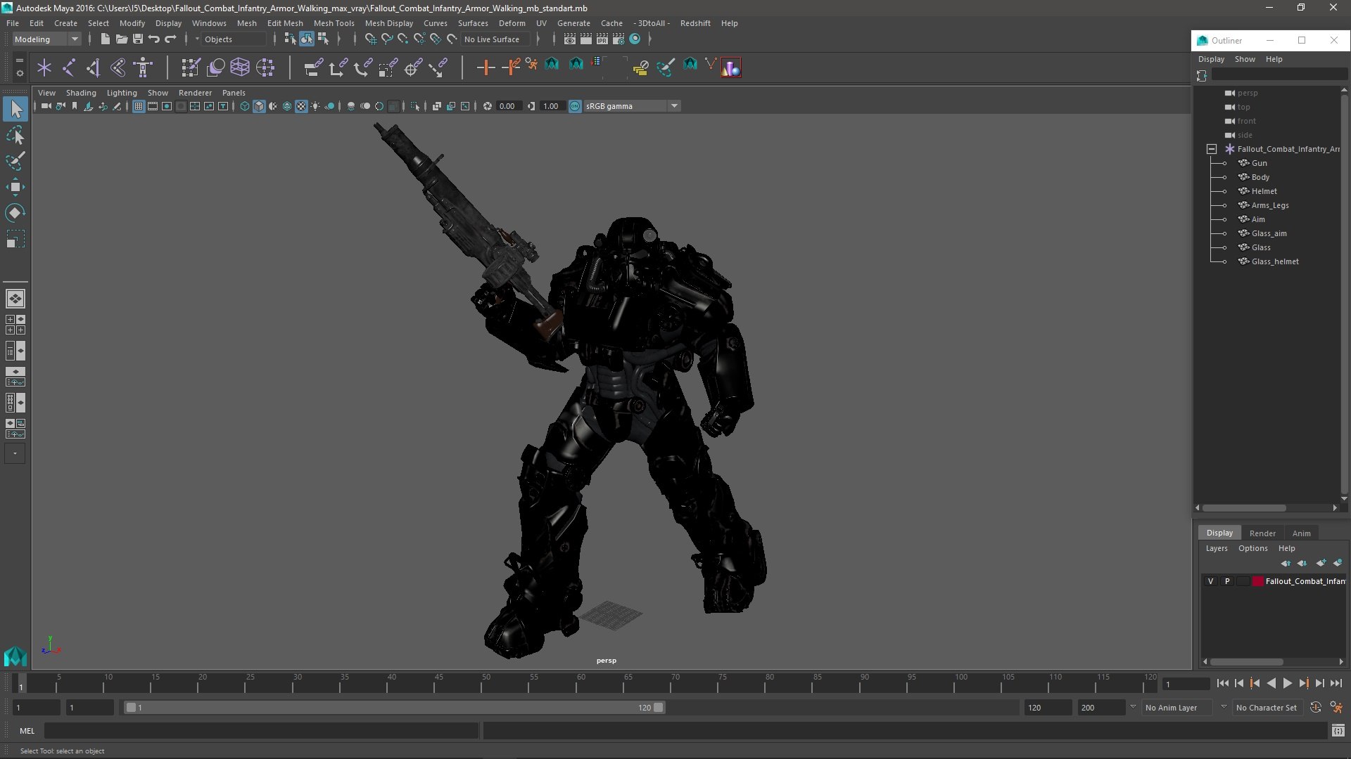 Fallout Combat Infantry Armor Walking For 3D Print 3D Model ...