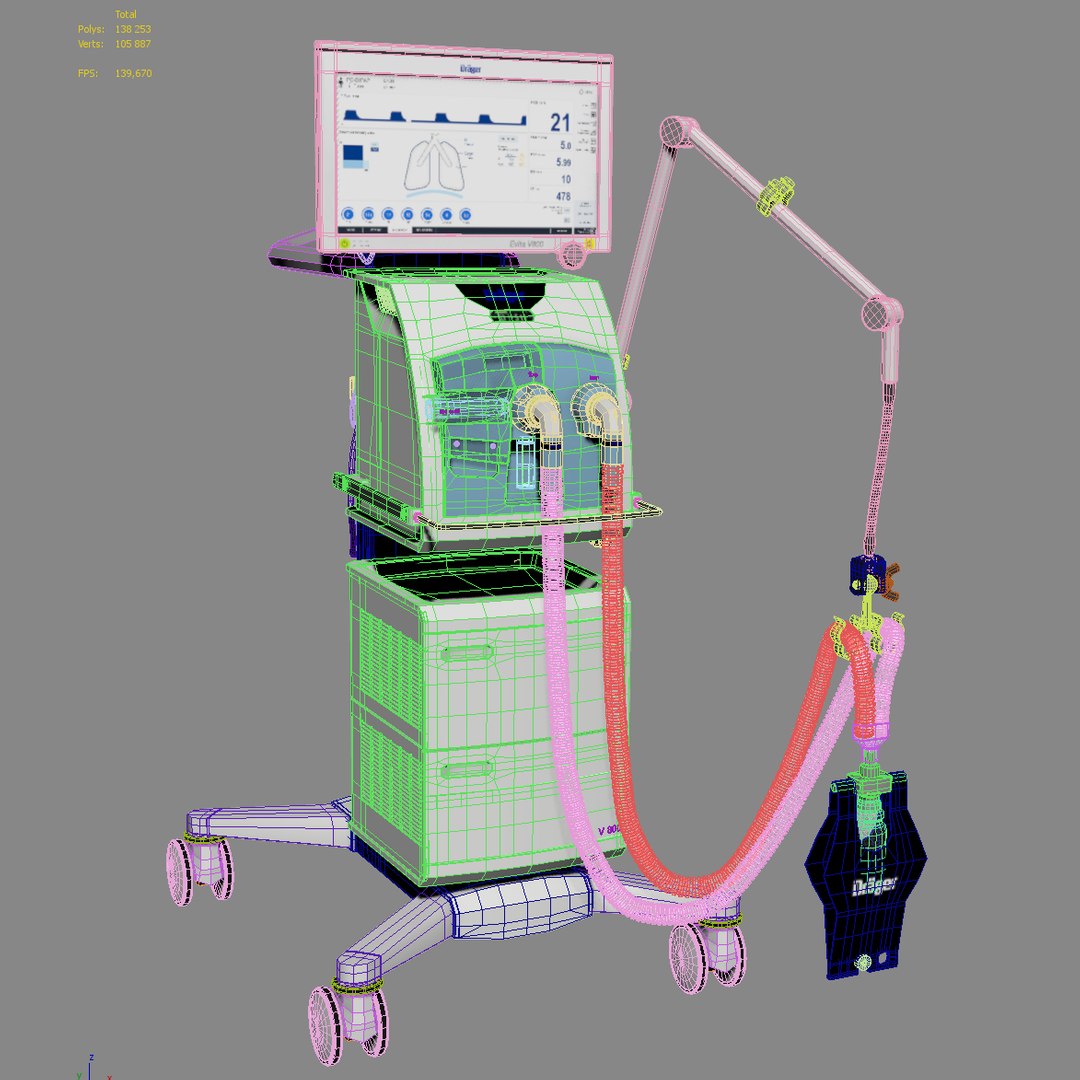 3D Ventilation Draeger Evita V800 - TurboSquid 1629674