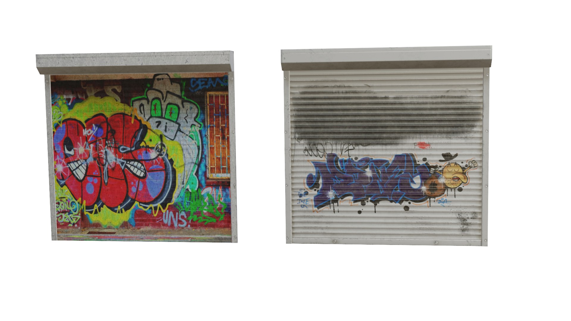 Rolling Shutter With Graffiti 3D Model - TurboSquid 2141948