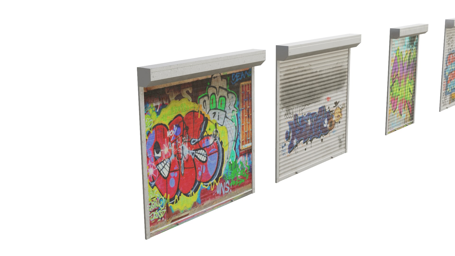 Rolling Shutter With Graffiti 3D Model - TurboSquid 2141948