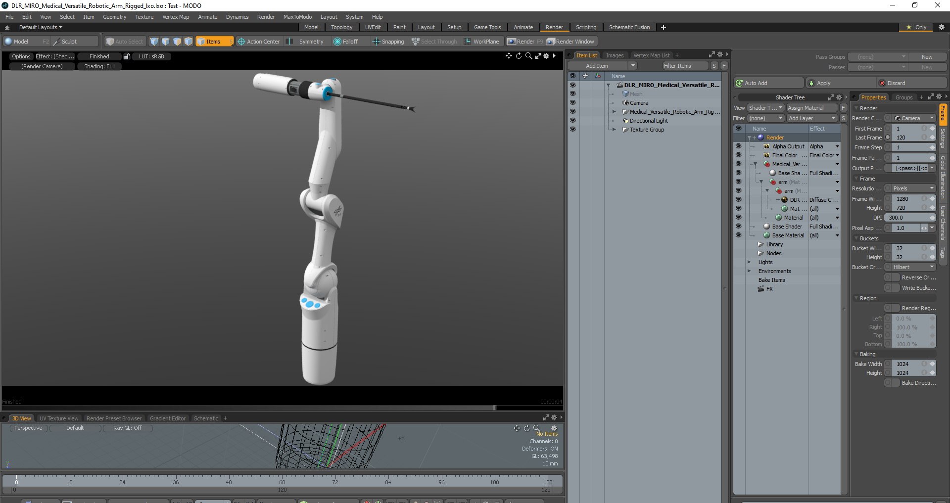 3D DLR MIRO Medical Versatile Robotic Arm Rigged for Modo model ...