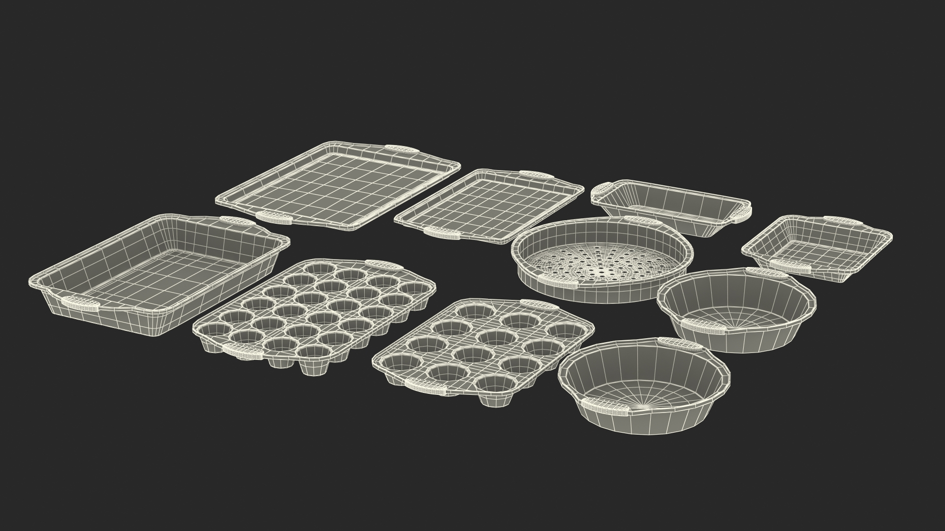 3D Nonstick Bakeware Baking Pans Set - TurboSquid 1980864