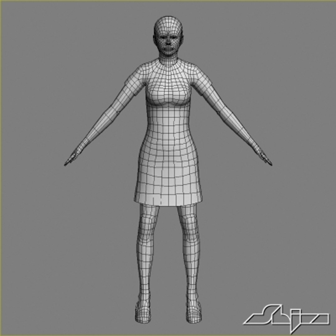 female woman girl 3d model