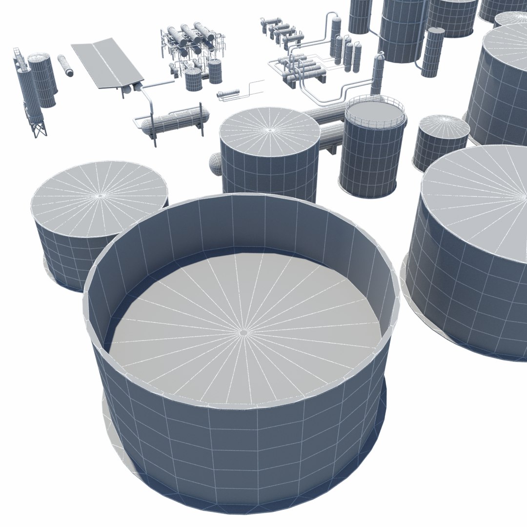 set industrial tanks containers 3d model