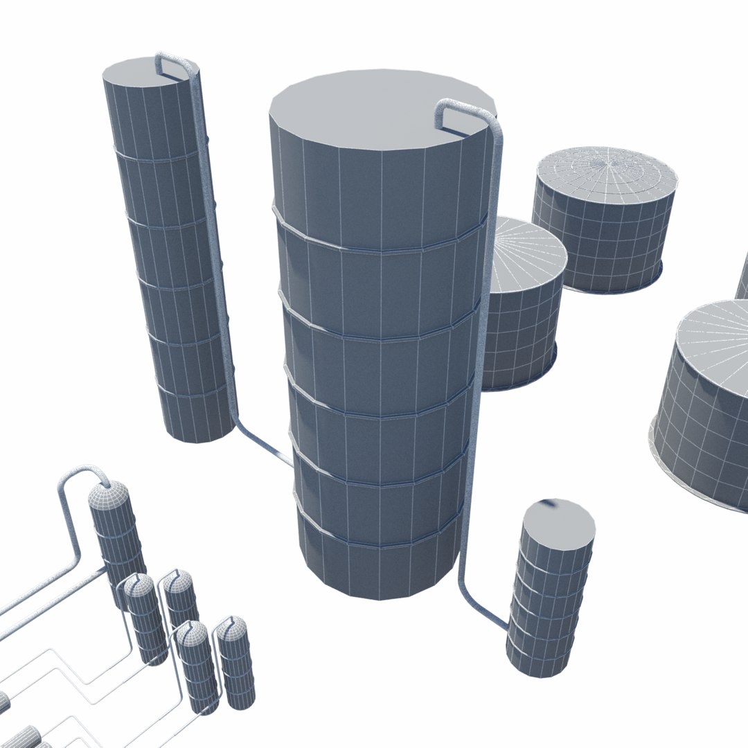 set industrial tanks containers 3d model