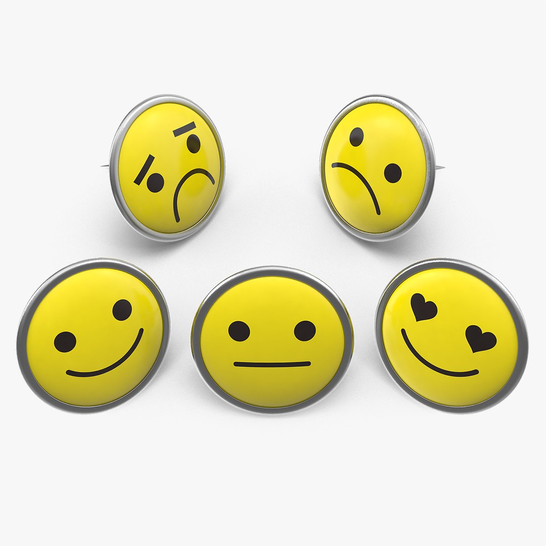 3D Model Assorted Smiley Face Pins - TurboSquid 1425068