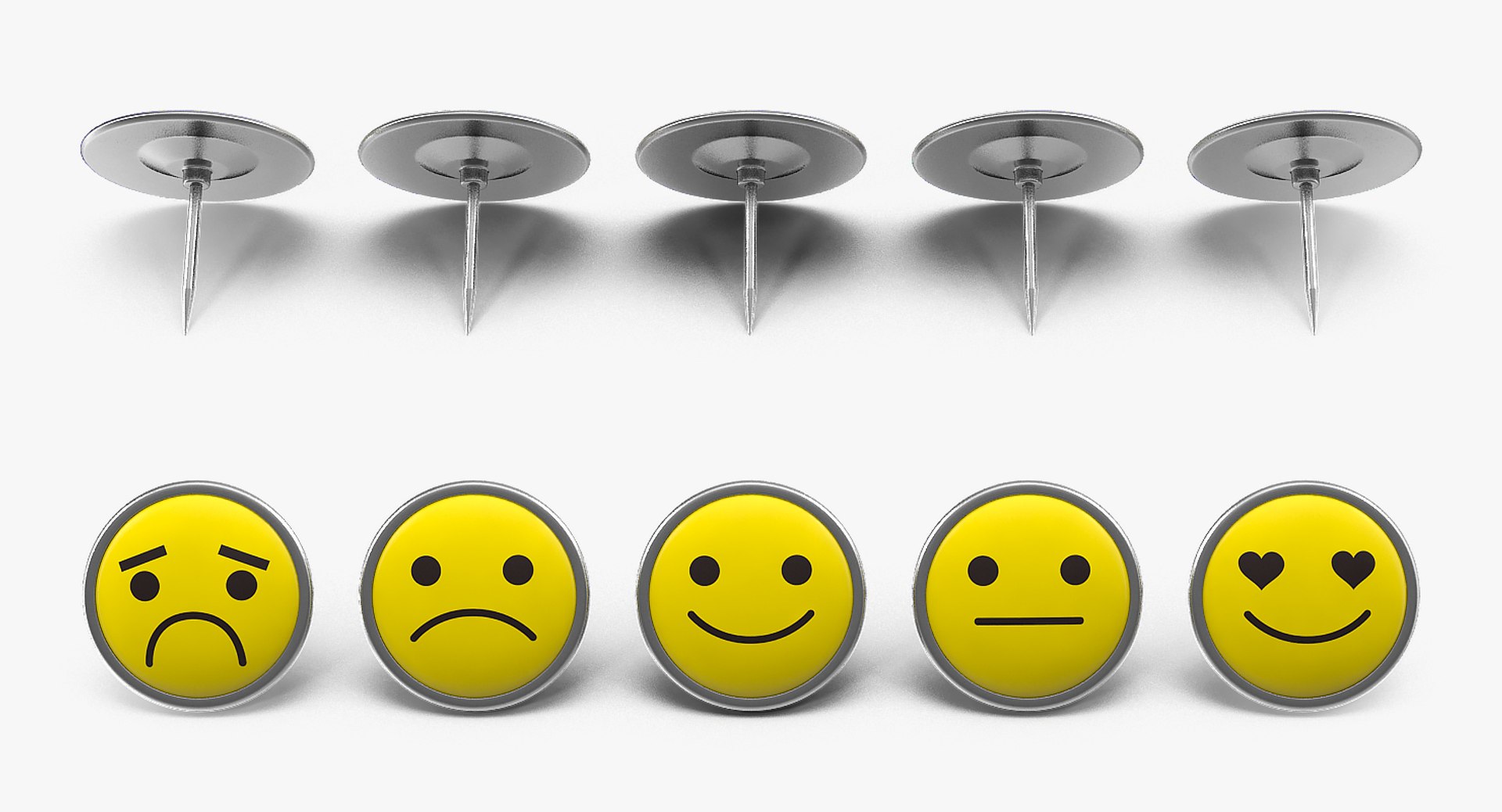 3D Model Assorted Smiley Face Pins - TurboSquid 1425068