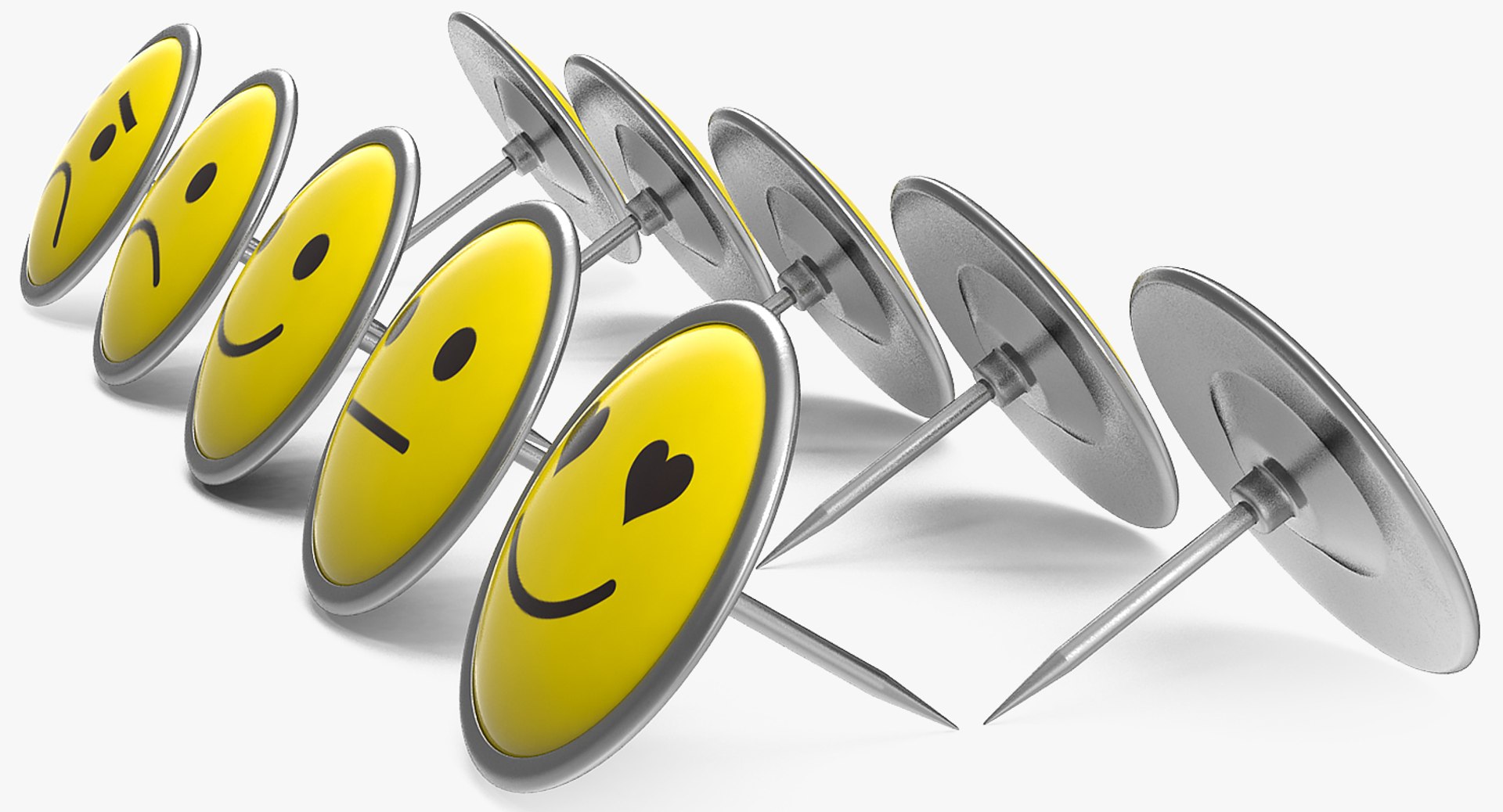 3D Model Assorted Smiley Face Pins - TurboSquid 1425068