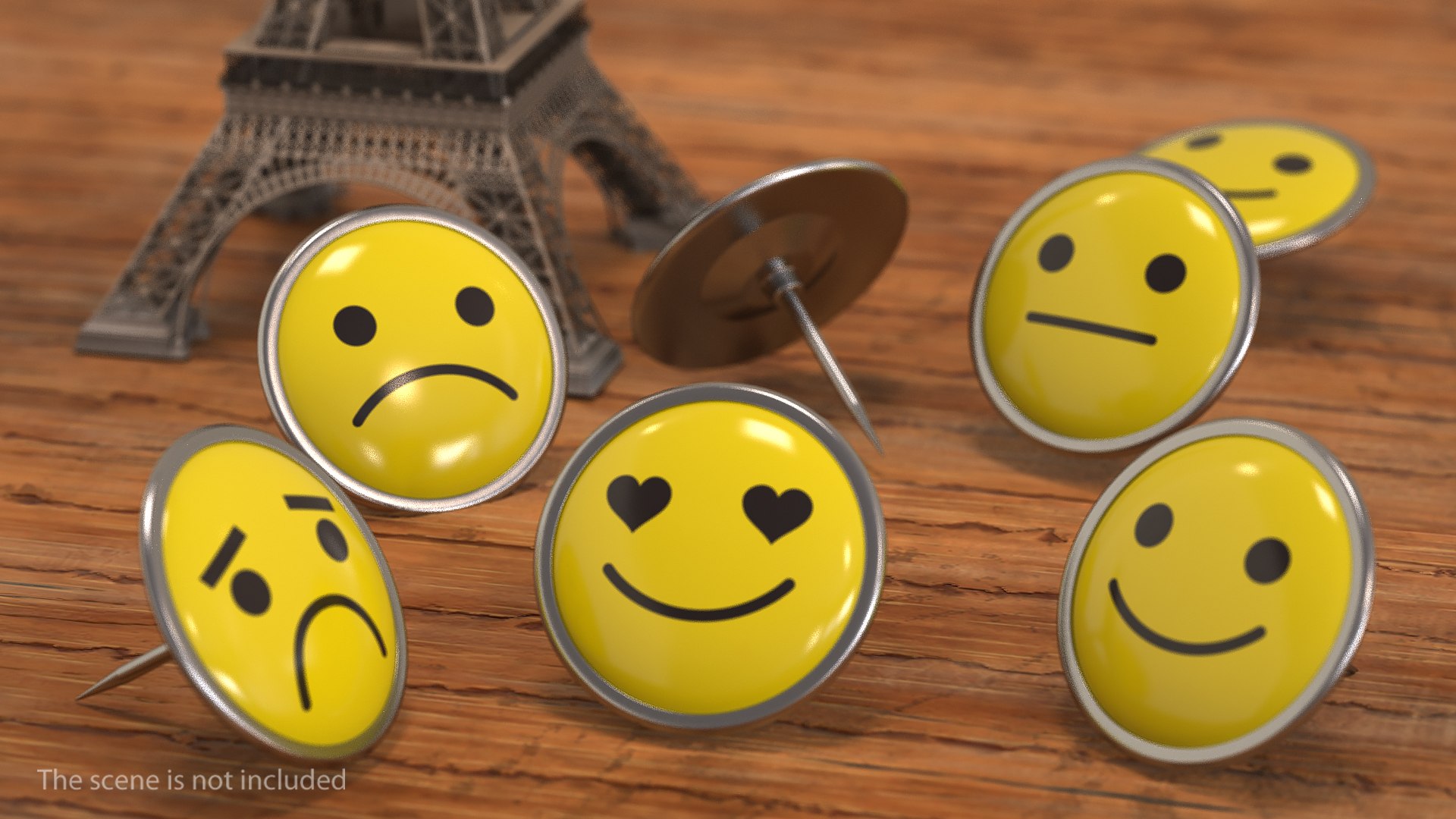 3D Model Assorted Smiley Face Pins - TurboSquid 1425068
