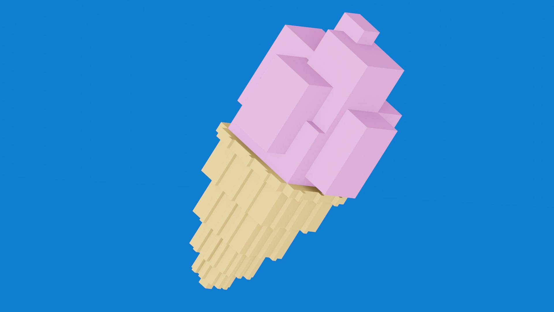 Ice cream cone 8 bit voxel art 3D - TurboSquid 1819199