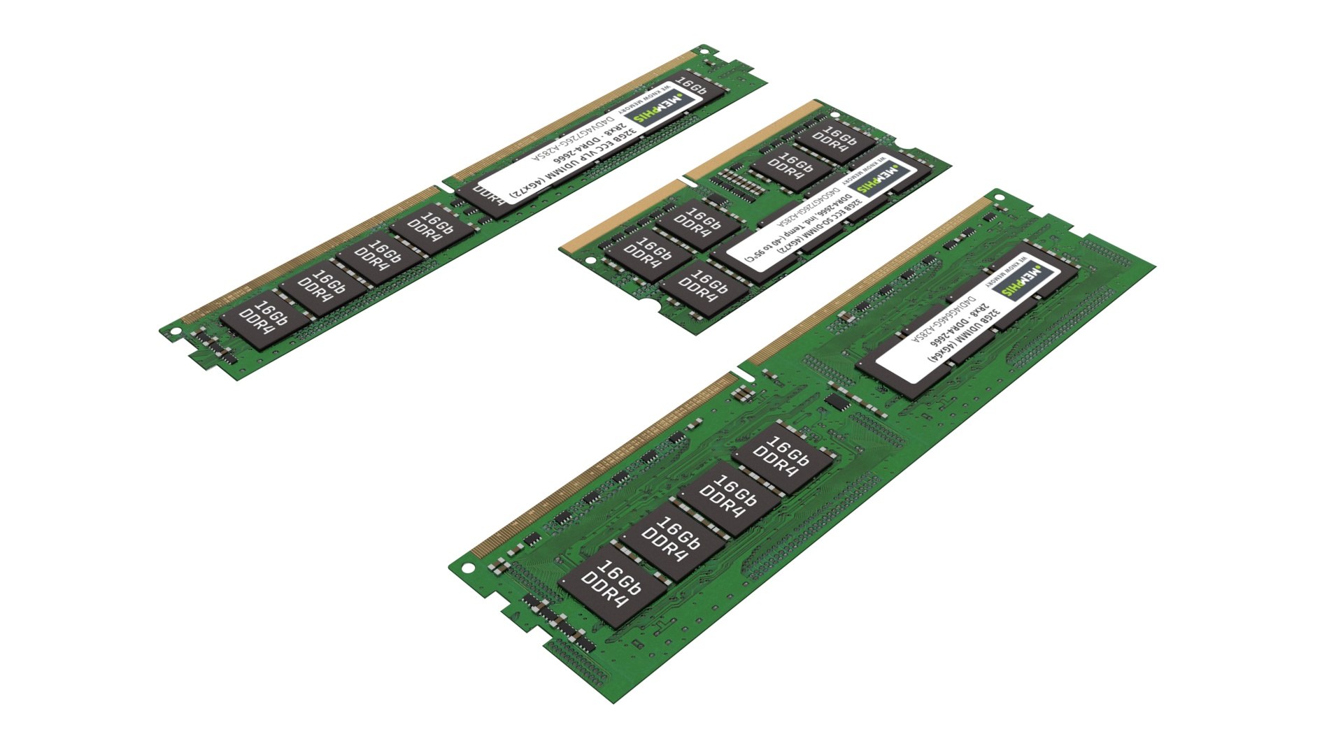 3 Piece Of Memory Modules Set Model - TurboSquid 1769041
