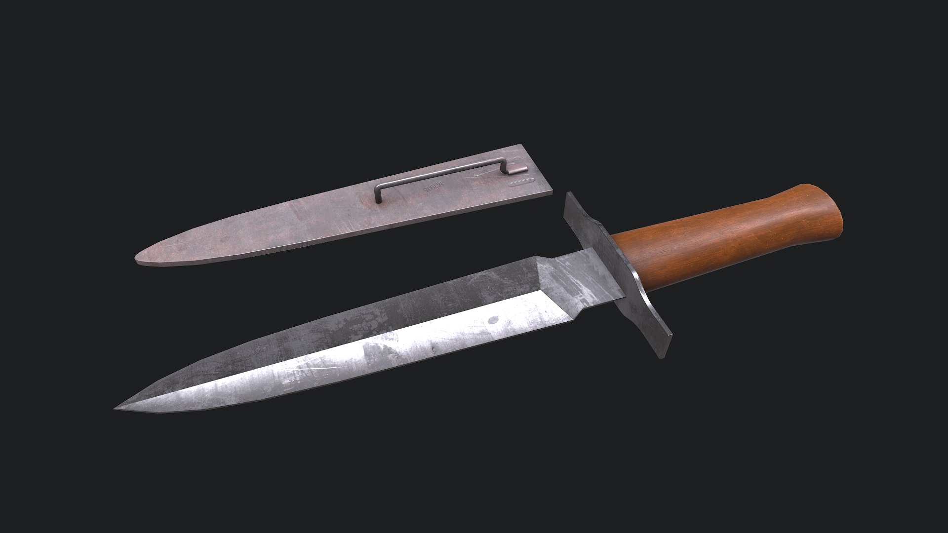 WW1 M1916 Avenger French Fighting Knife Low-poly PBR 3D Model ...