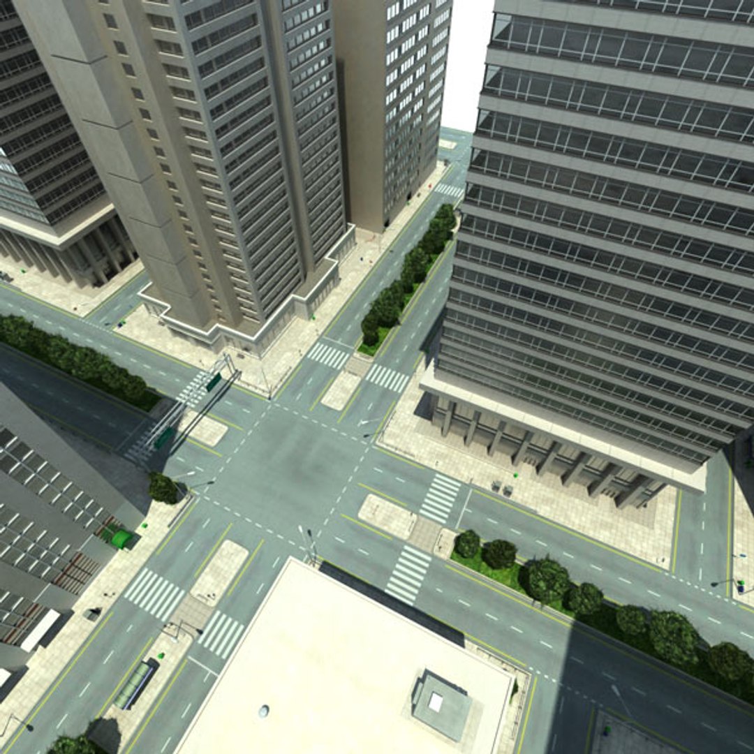 city cityscape 2 blocks 3d model
