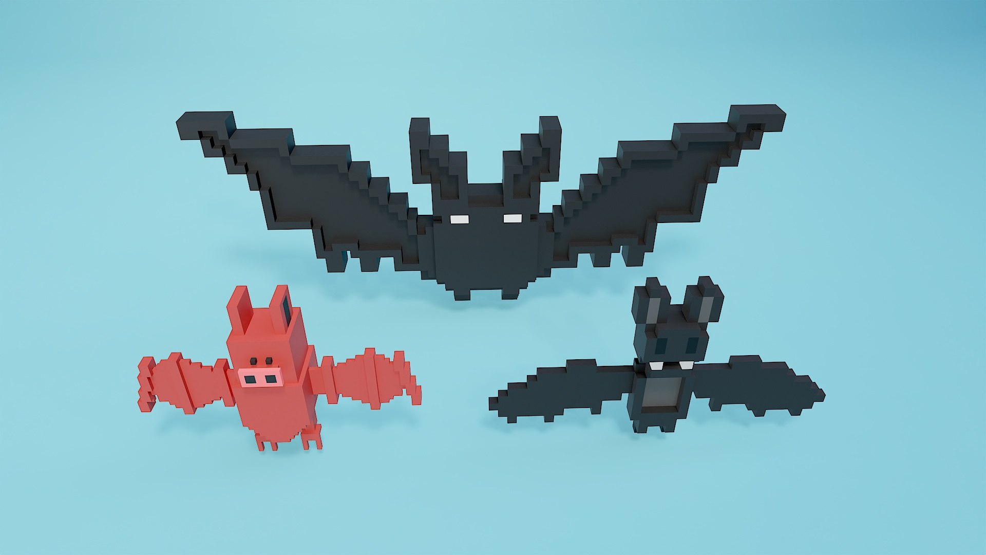 Bat voxel art pack 3d model 3D model - TurboSquid 2182427