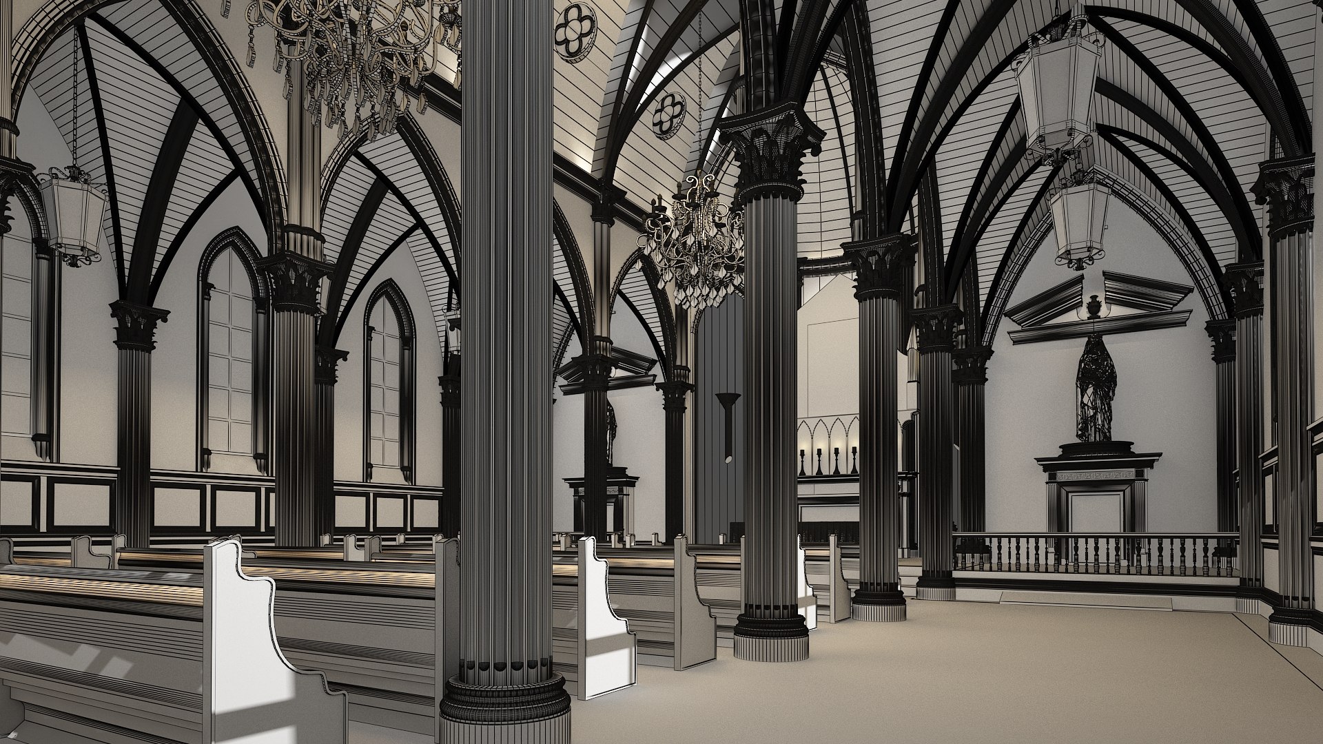 3D Church Interior 01 - TurboSquid 1922015