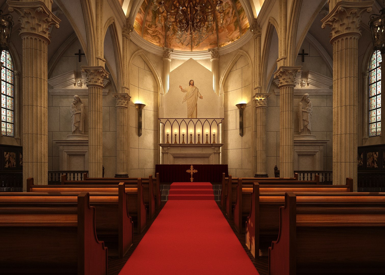 3D Church Interior 01 - TurboSquid 1922015