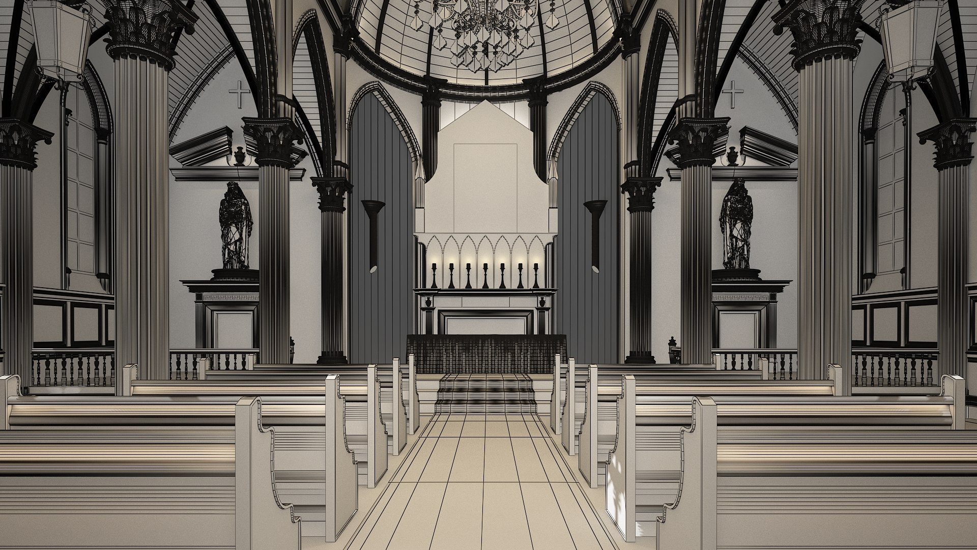 3D Church Interior 01 - TurboSquid 1922015