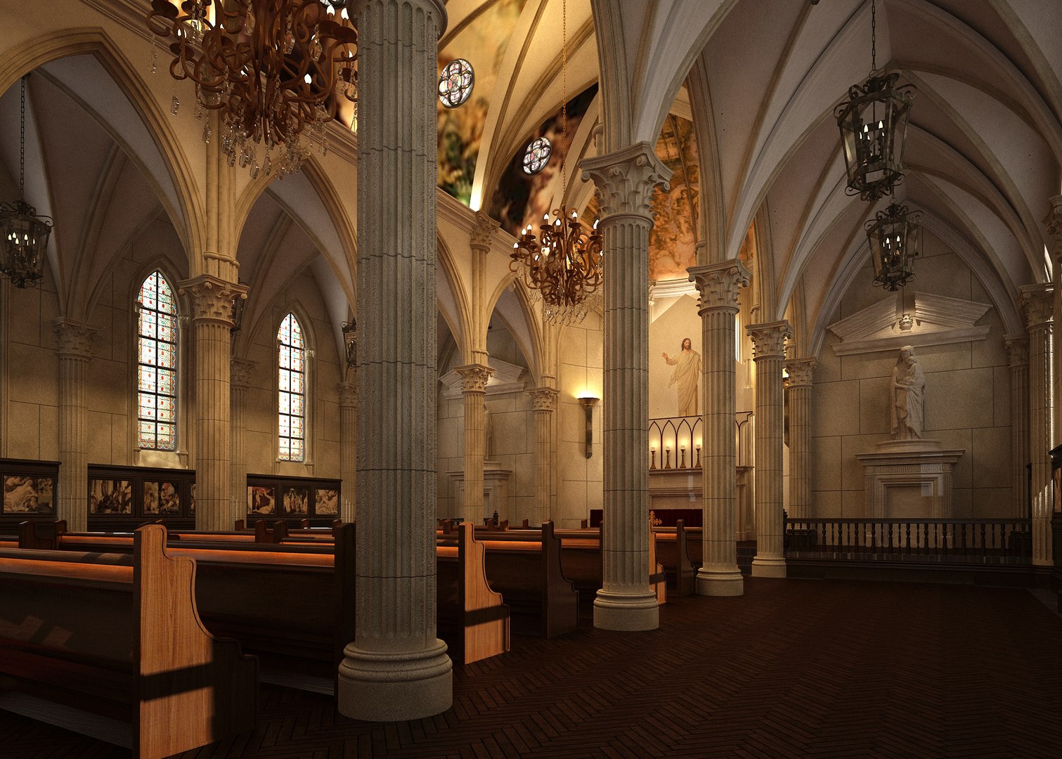 3D Church Interior 01 - TurboSquid 1922015