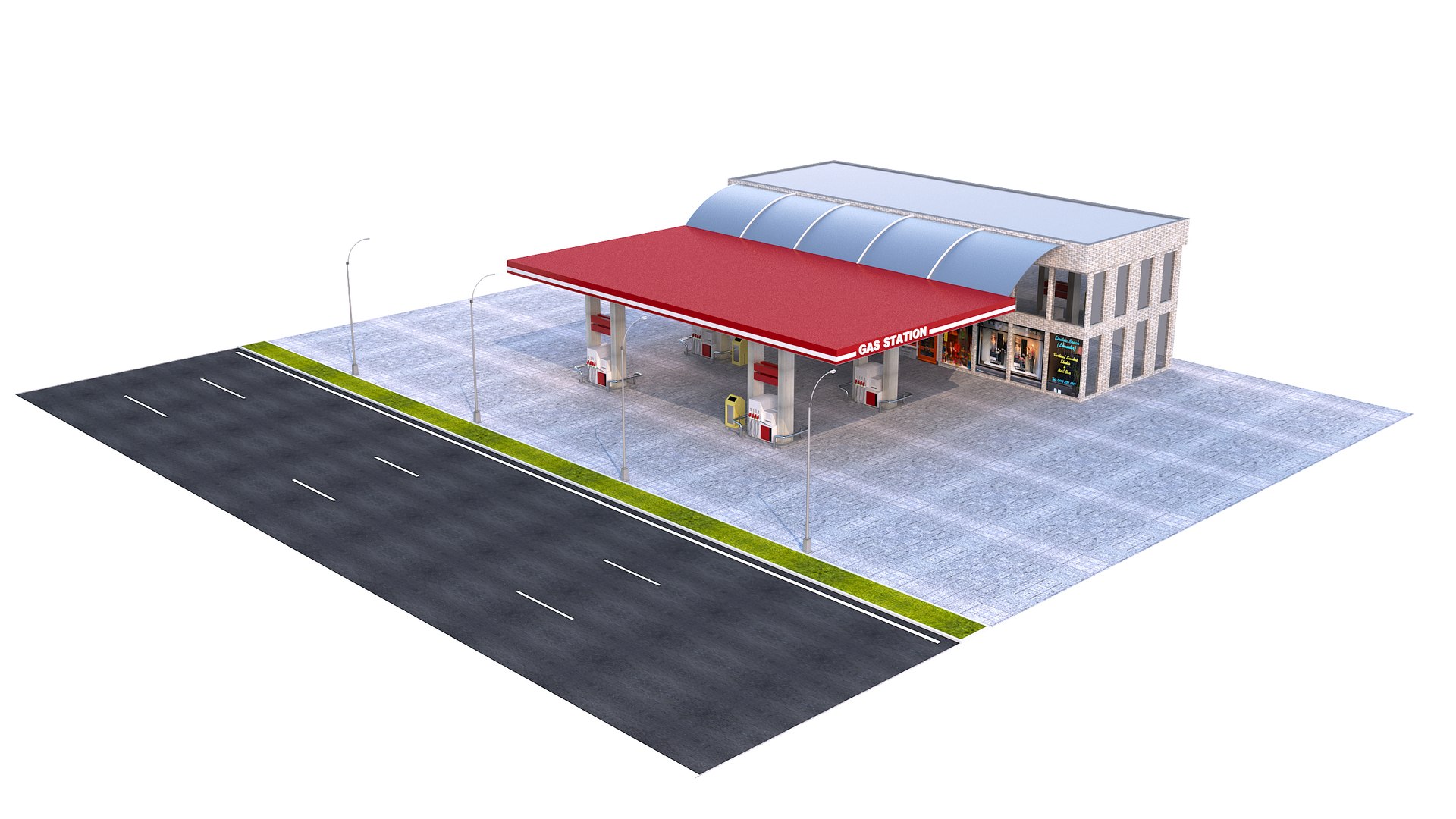 3D Petrol Station Model - TurboSquid 1583908