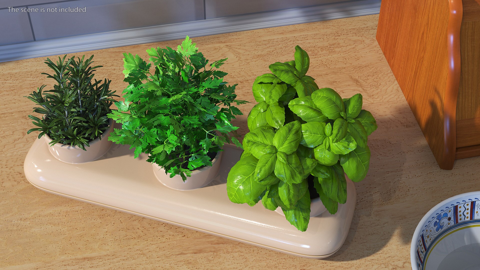 3D Ceramic Trio Pot With Herbs Sagaform Beige Model - TurboSquid 2216753