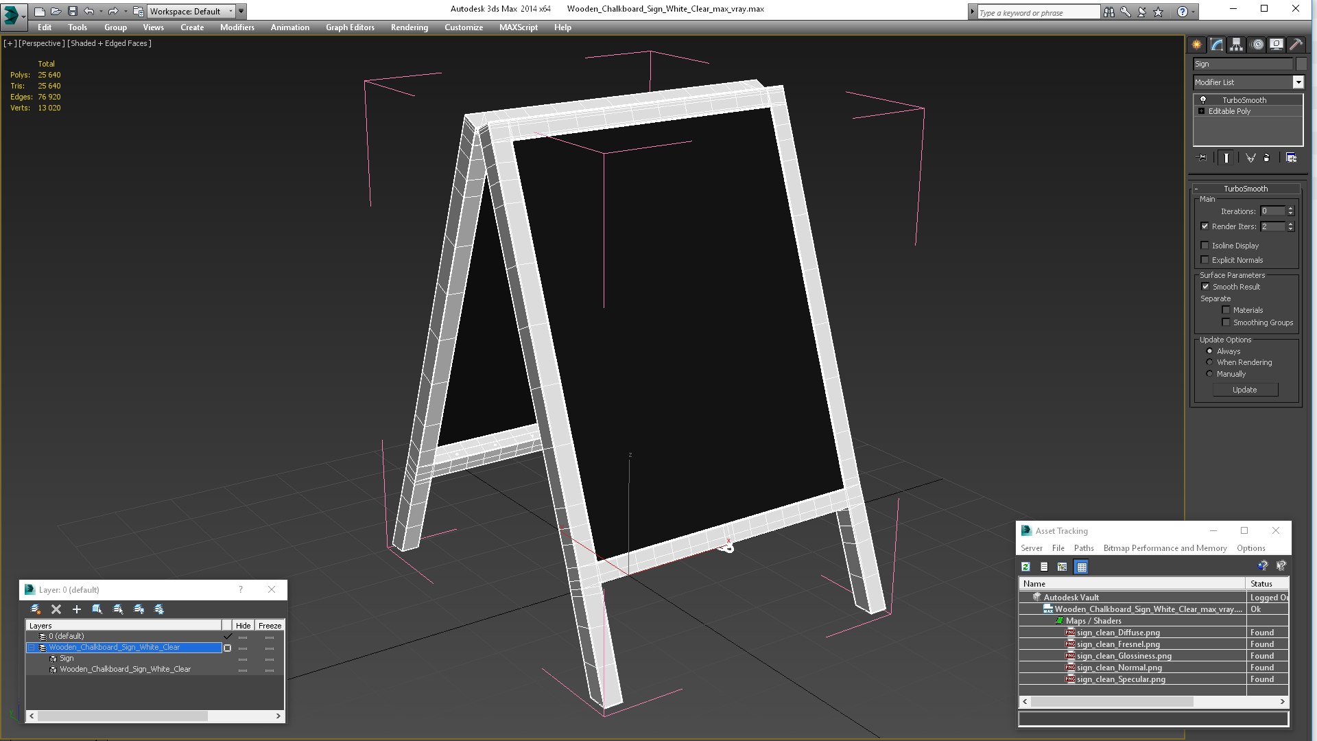 Wooden Chalkboard Sign White Clear Model - TurboSquid 2147297